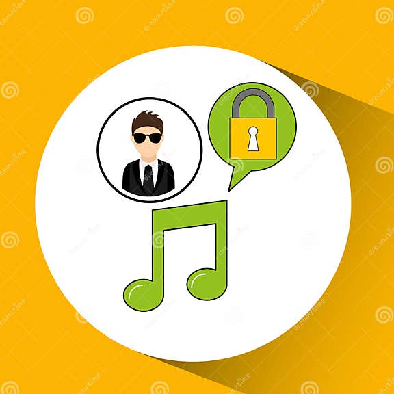 Character Man Protected Digital Music Stock Vector - Illustration of ...
