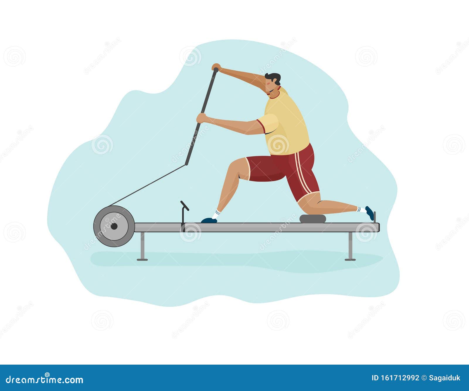 Character Man Rower On Canoe Machine Flat Illustration Royalty-Free ...