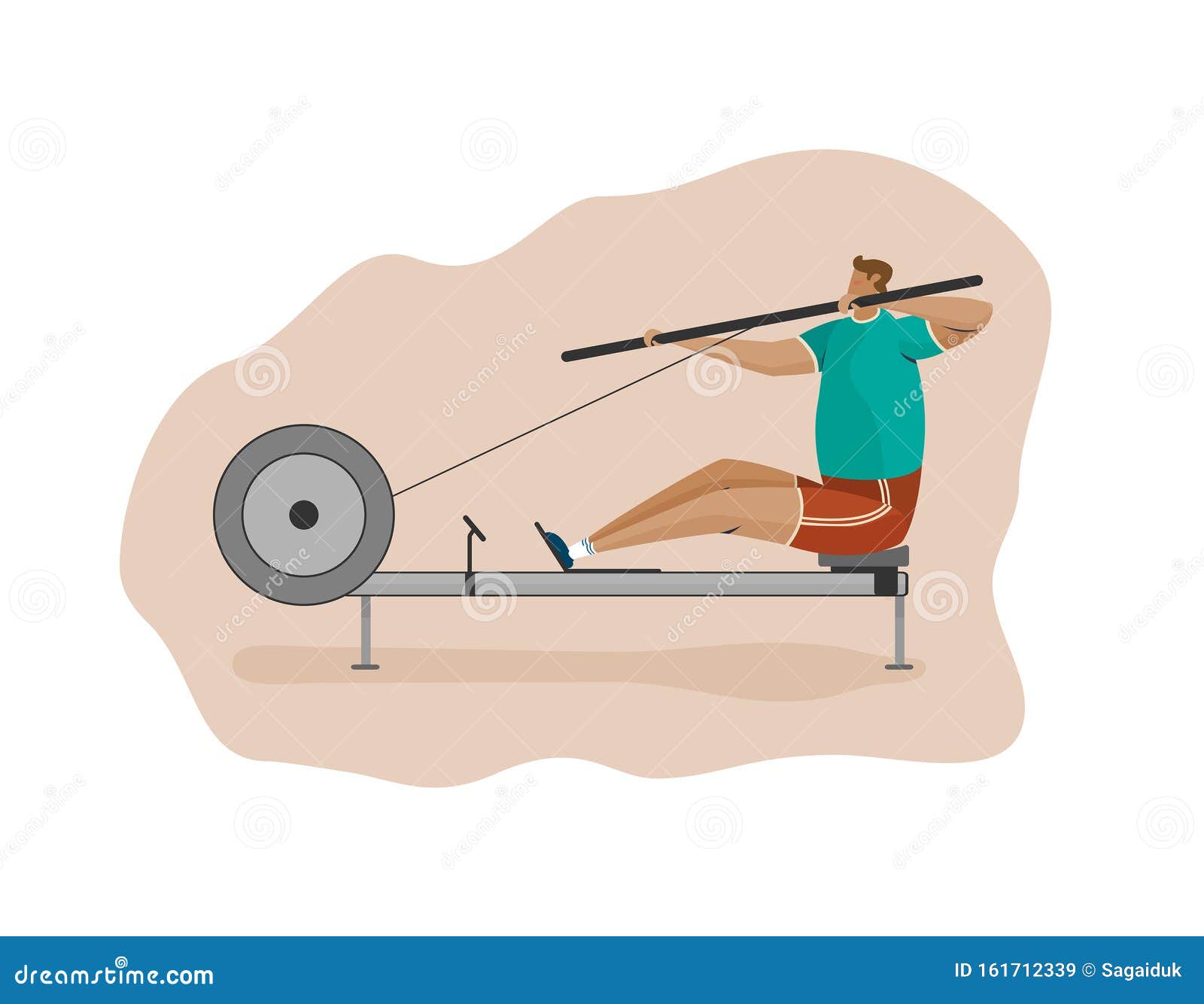 Character Man Rower On Rowing Machine Flat Illustration | CartoonDealer ...