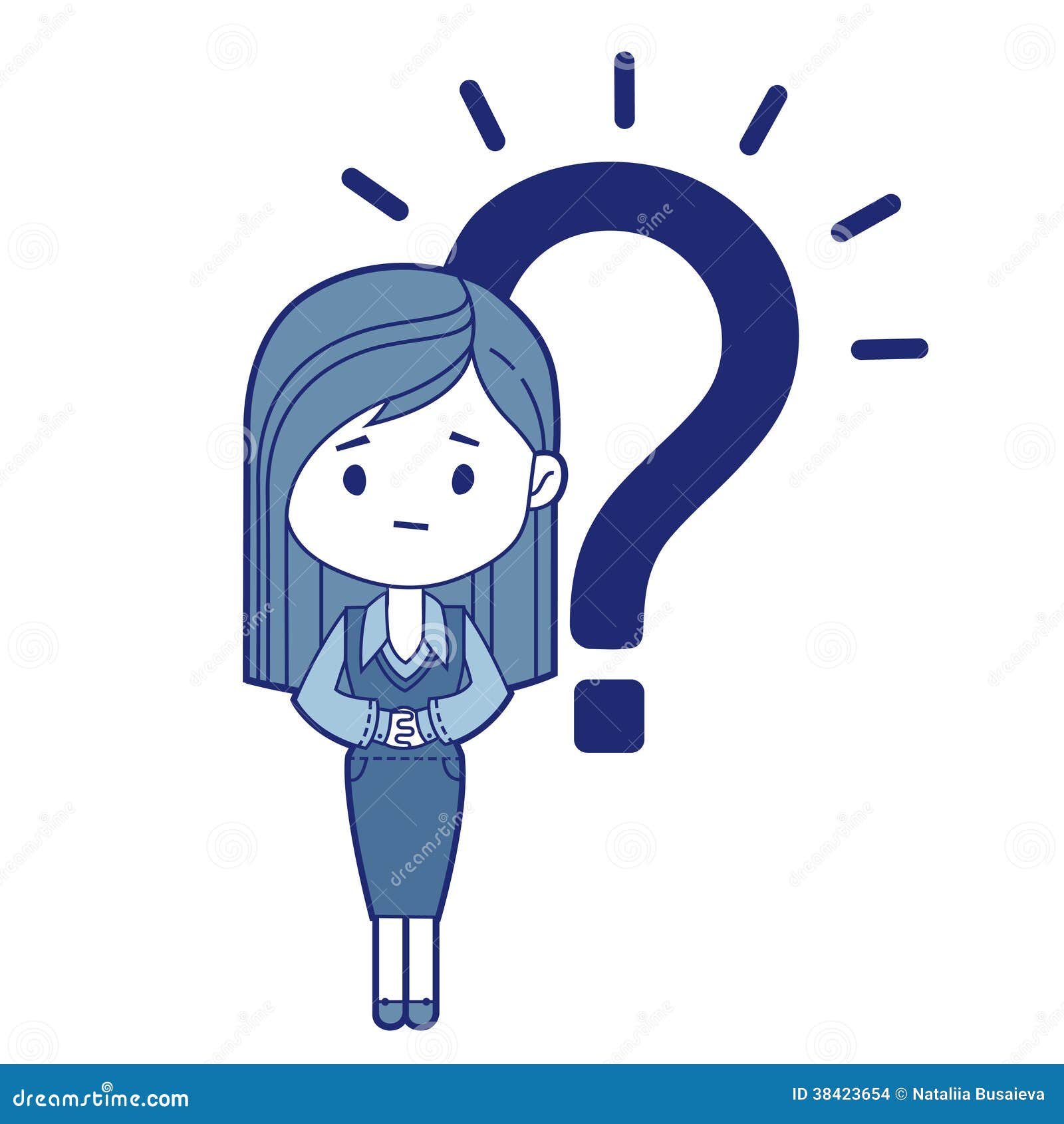 Character manager think stock vector. Illustration of girl - 38423654