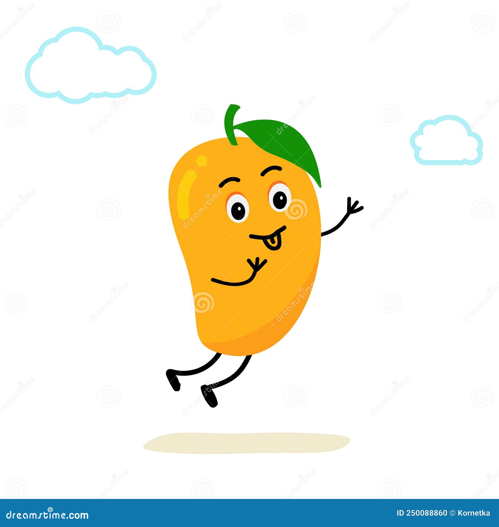 Character Mango, Fruit. Cute And Funny Comic Style. Flat Cartoon Vector ...
