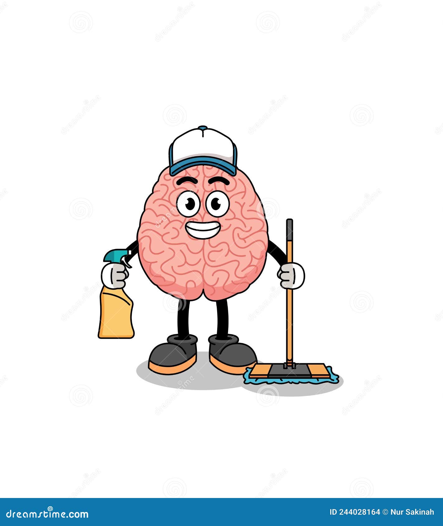 Character Mascot of Brain As a Cleaning Services Stock Vector ...