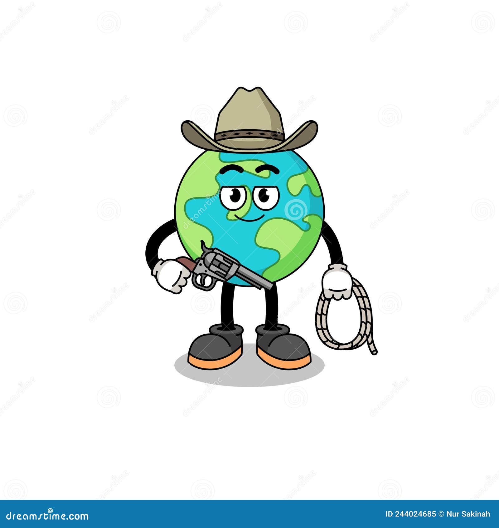 Character Mascot of Earth As a Cowboy Stock Vector - Illustration of ...