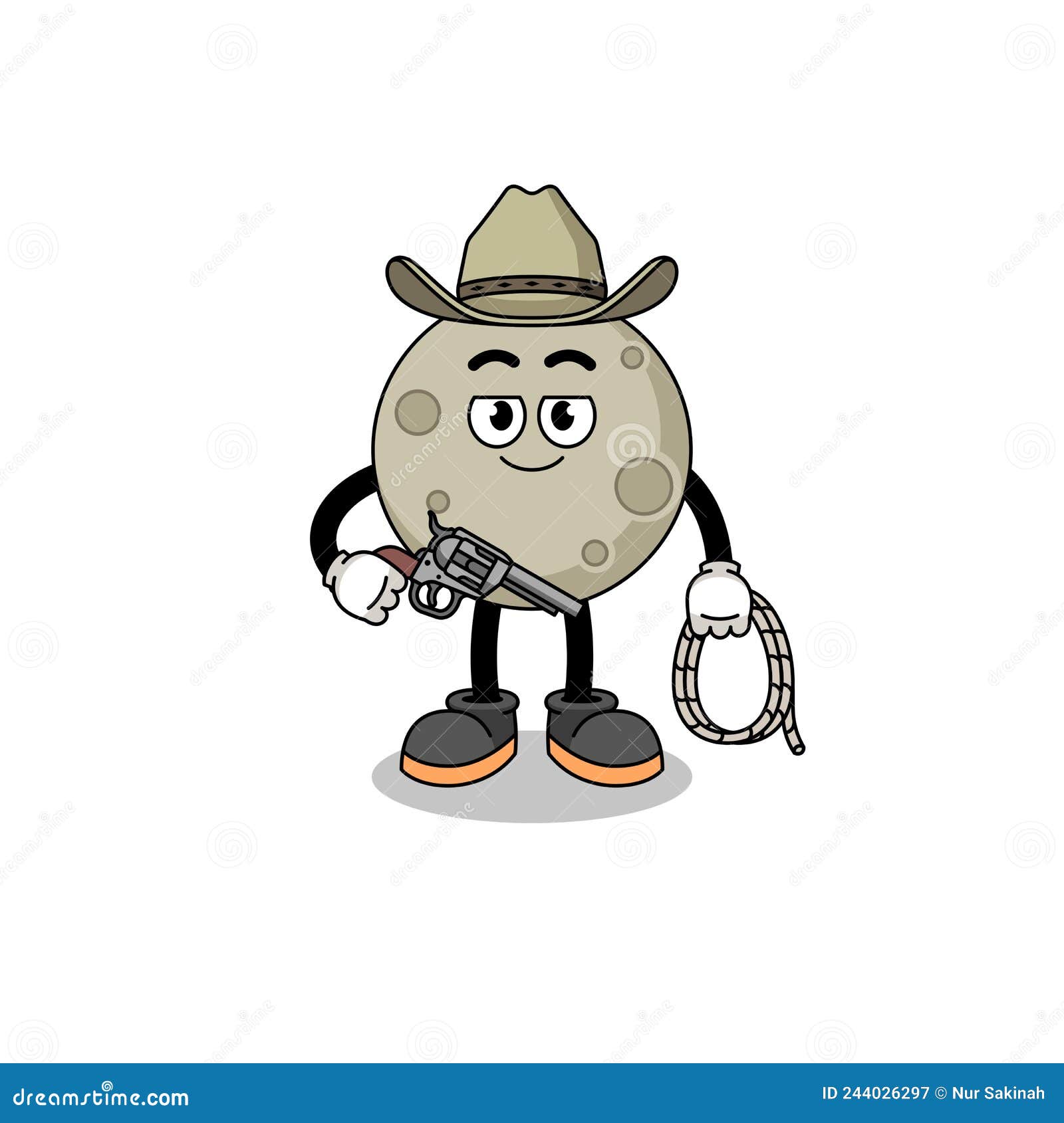 Character Mascot of Moon As a Cowboy Stock Vector - Illustration of ...