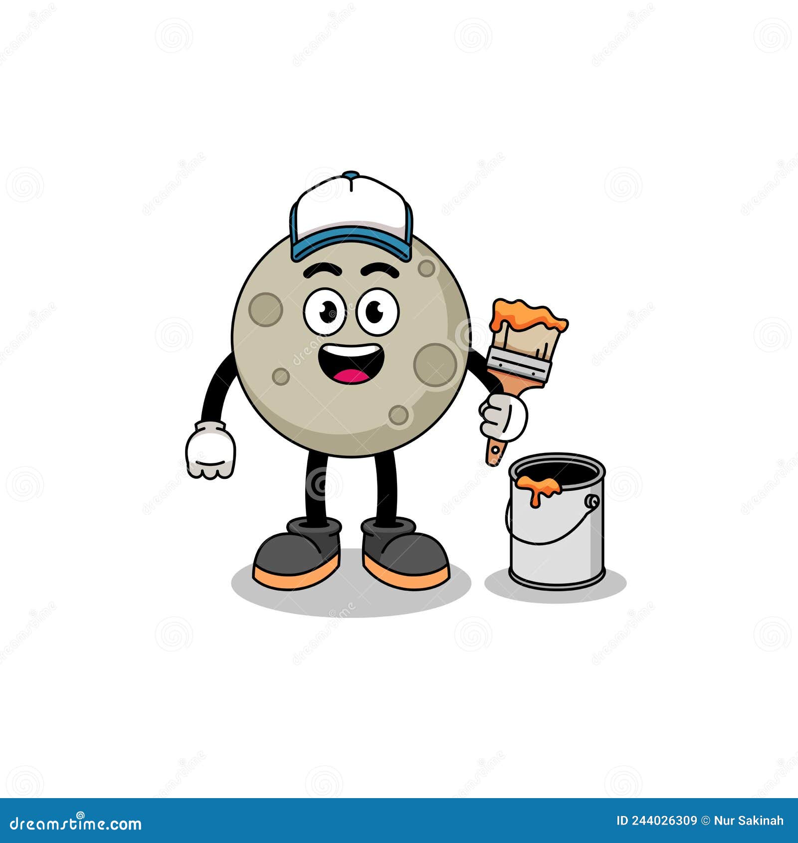 Character Mascot of Moon As a Painter Stock Vector - Illustration of ...