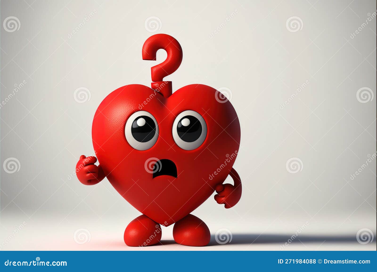Character Mascot with a Red Heart and a Question Mark on a White ...