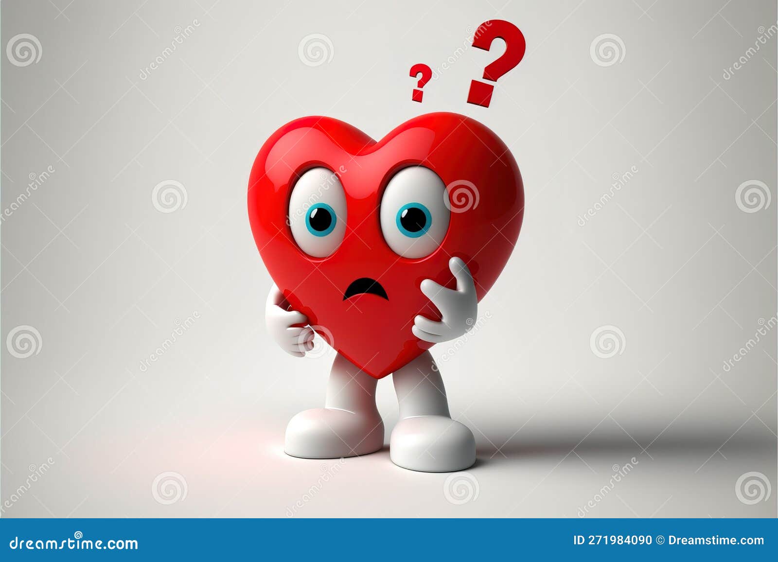 Character Mascot with a Red Heart and a Question Mark on a White ...