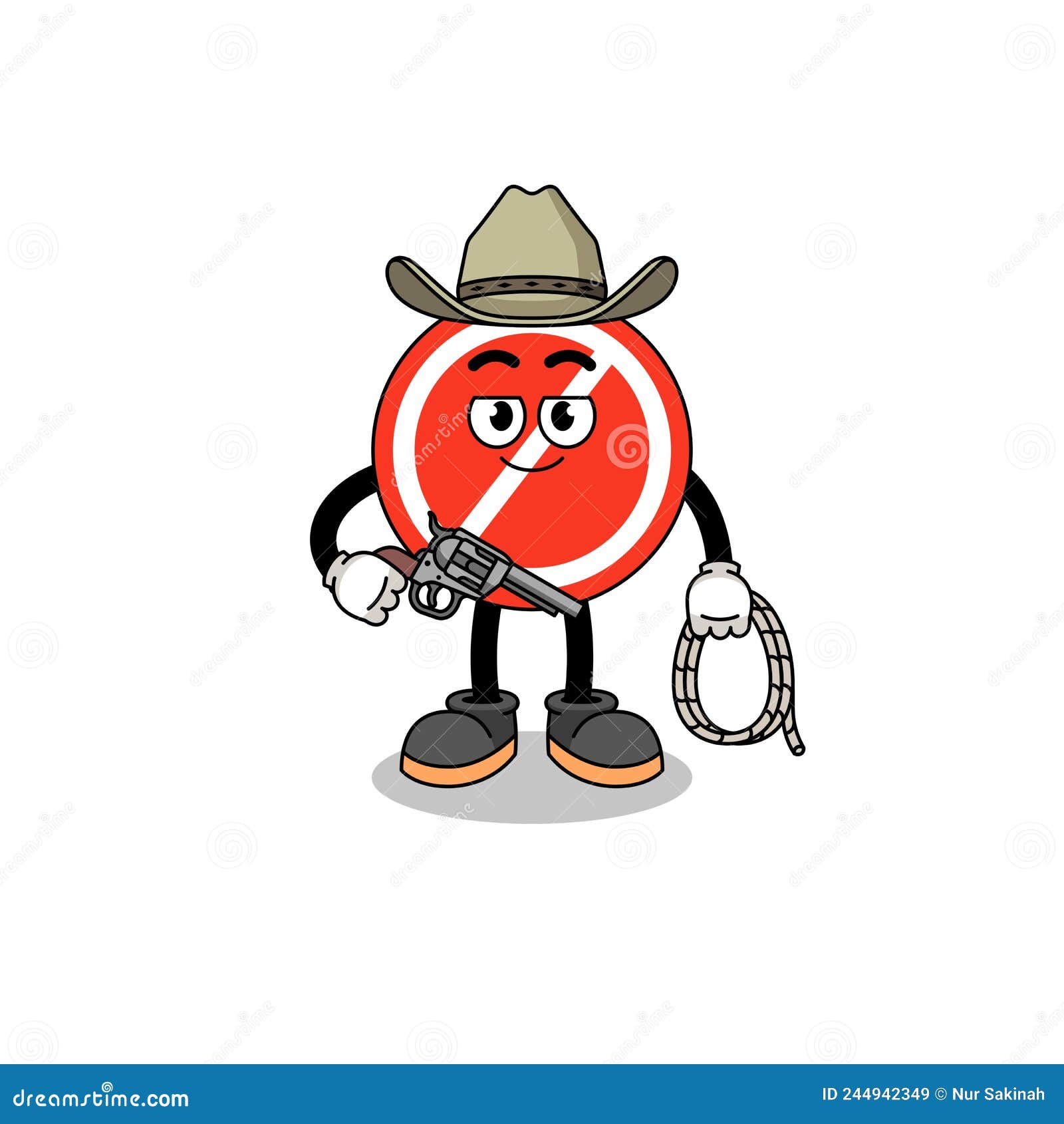 Character Mascot of Stop Sign As a Cowboy Stock Vector - Illustration ...