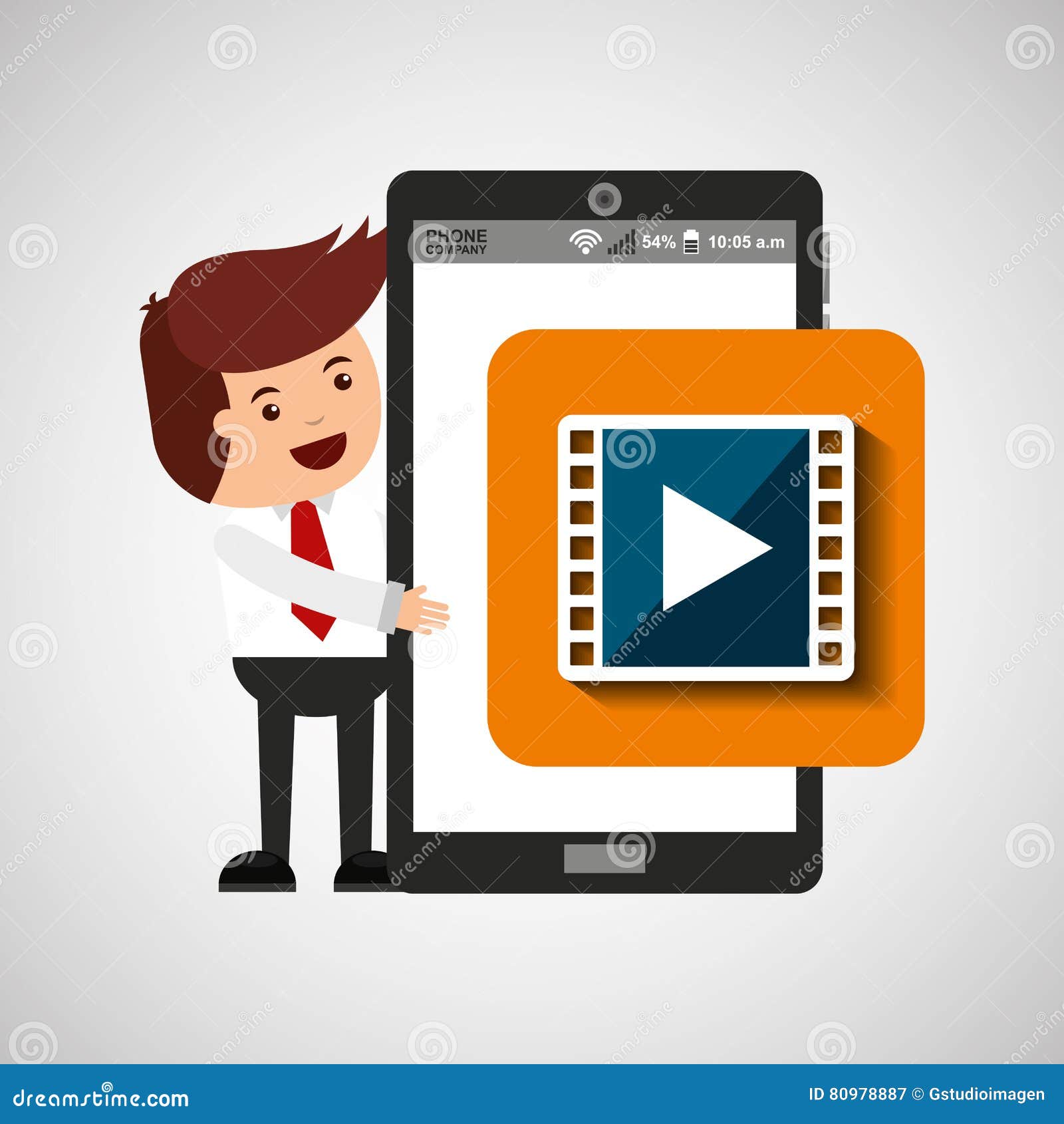 Character with Mobile App Movie Video Stock Vector - Illustration of ...