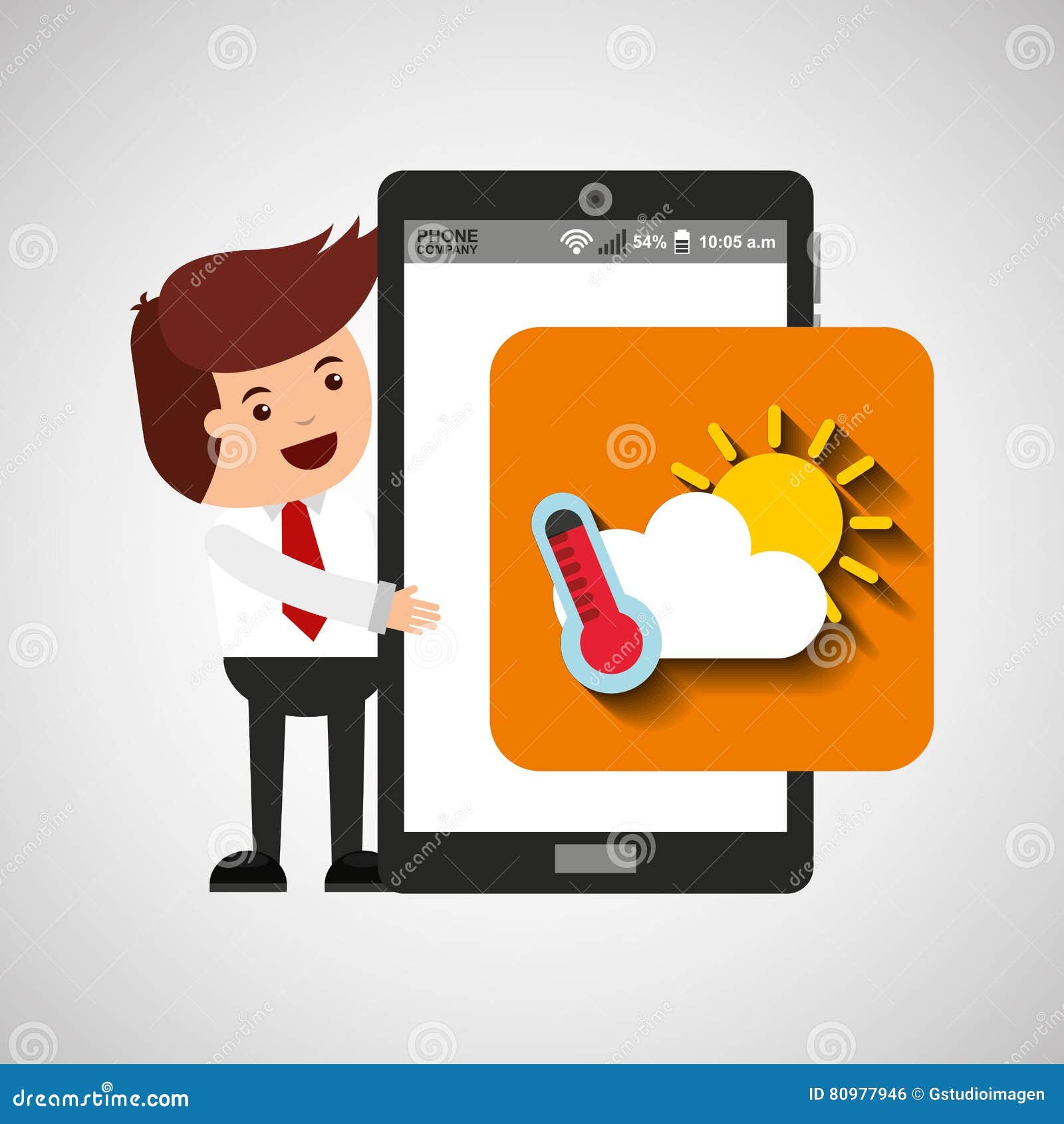 Character with Mobile App Weather Forecast Stock Vector - Illustration ...
