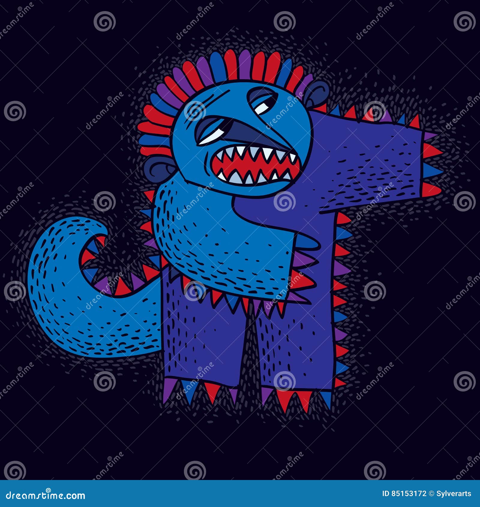 Character Monster Vector Flat Illustration, Cute Blue Mutant. Dr Stock ...