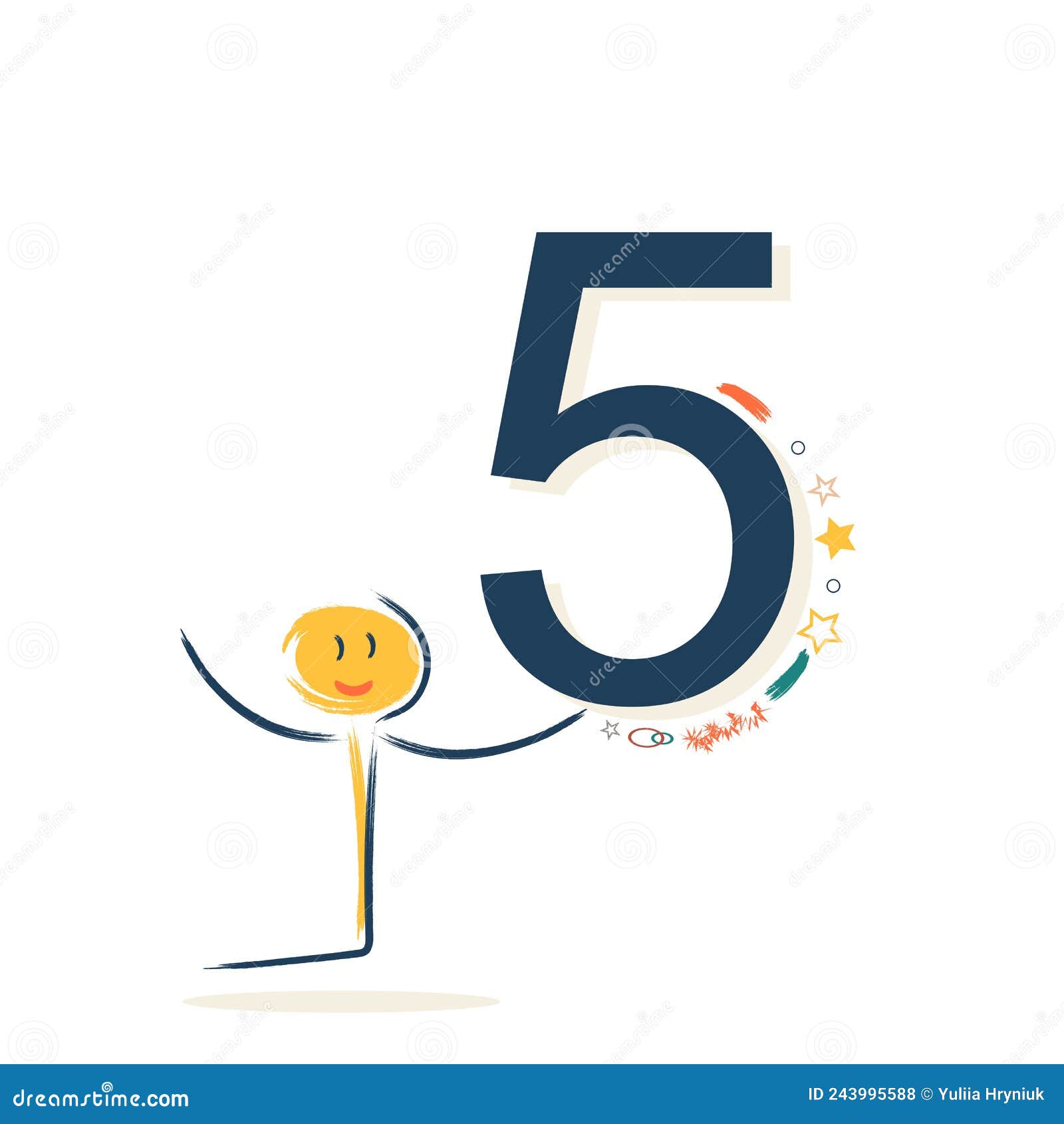 Character with number five stock vector. Illustration of holiday ...