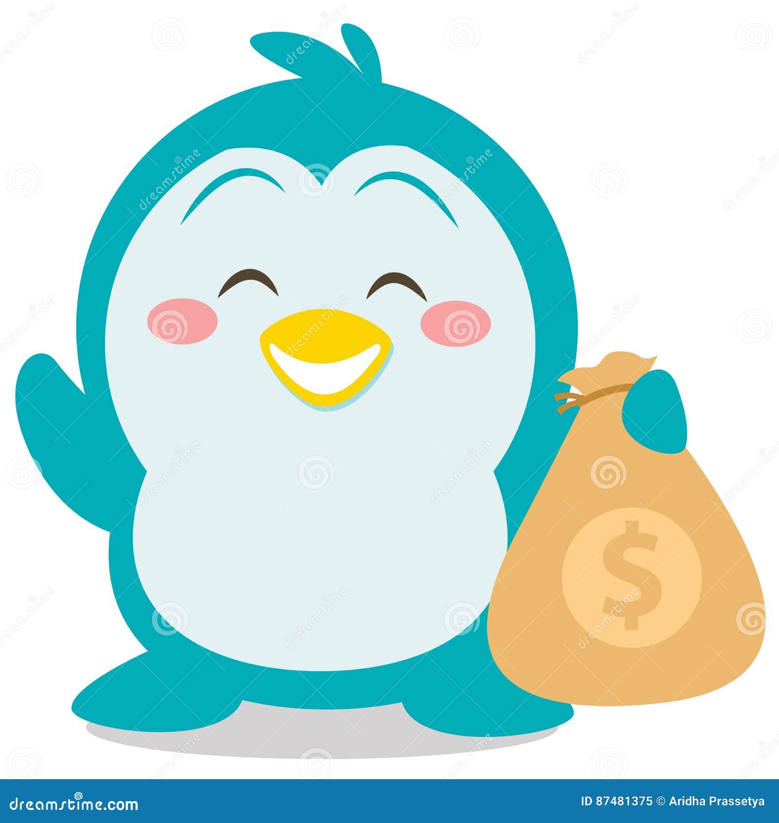 Character Penguin with Money Vector Stock Vector - Illustration of ...