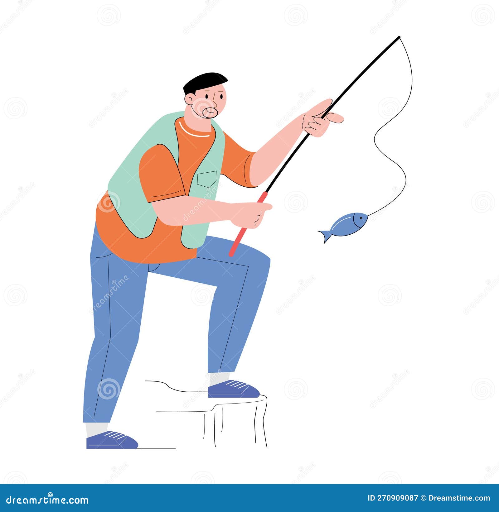 Character People Fishing Hobby Vector Illustration Stock Vector ...