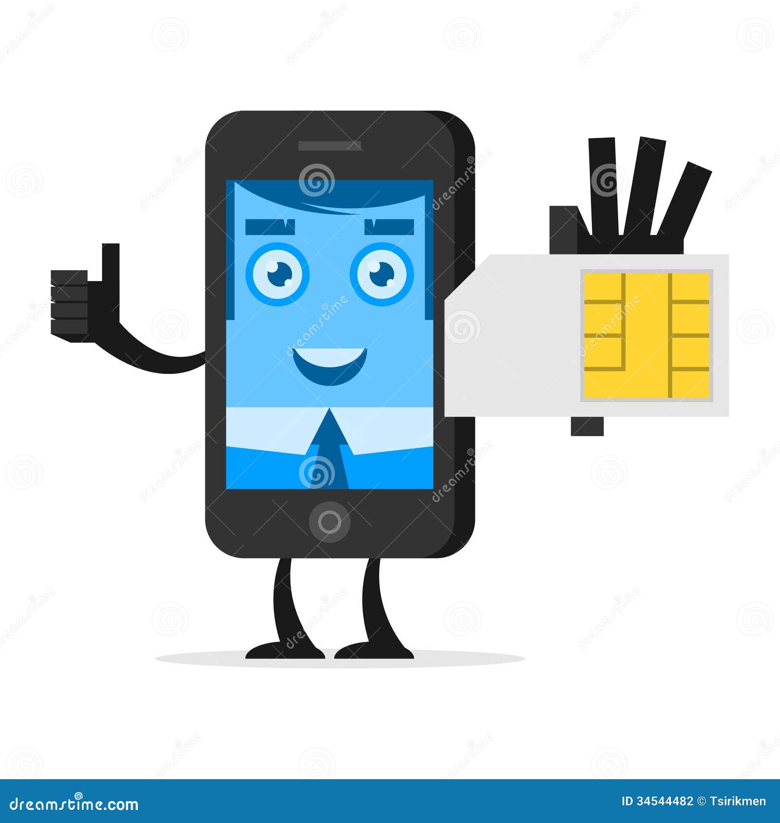 Character Phone Holds SIM Card Stock Vector - Illustration of character ...