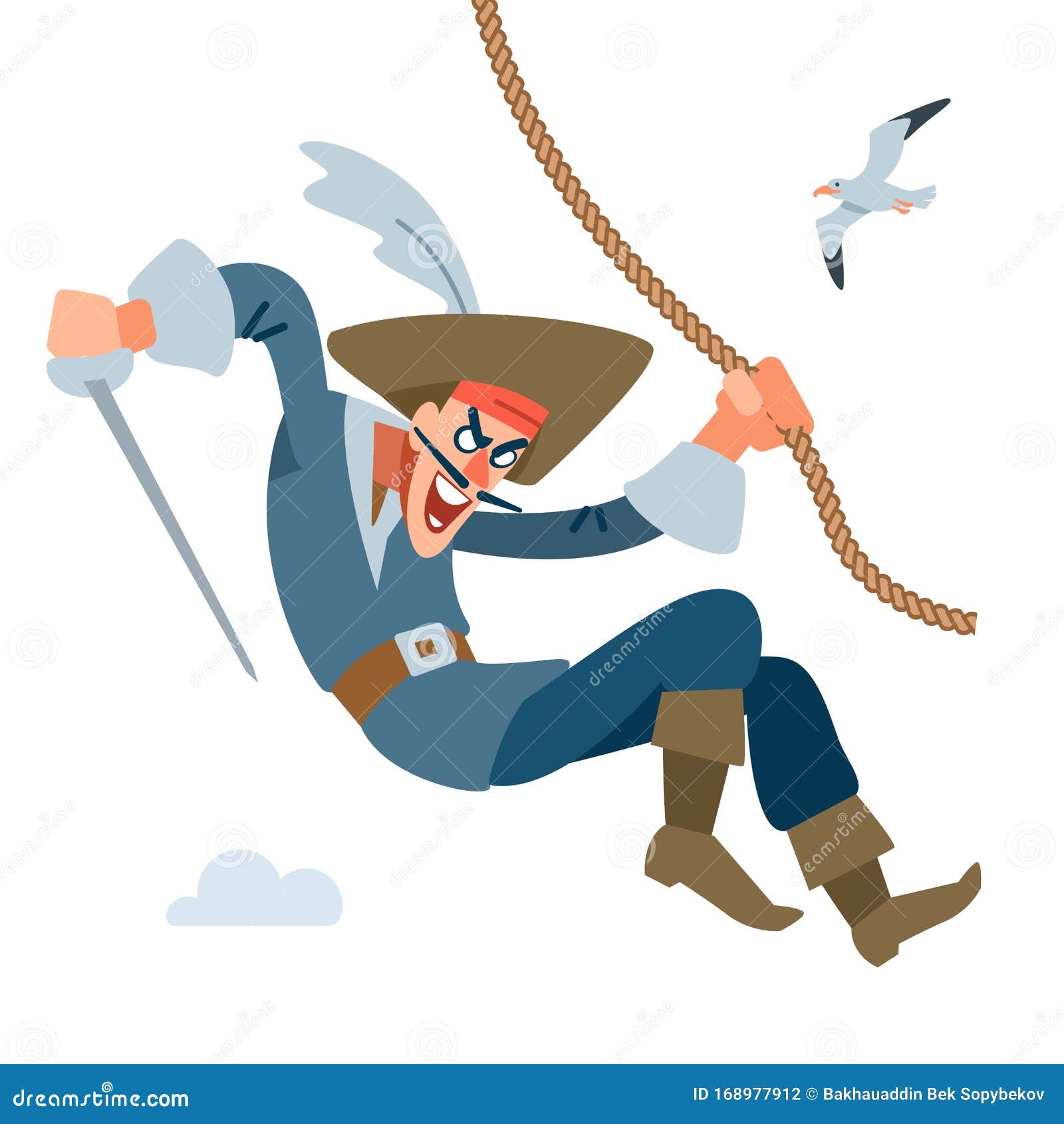 The Character is a Pirate Captain. Pirate Attacks from Above Hanging on ...