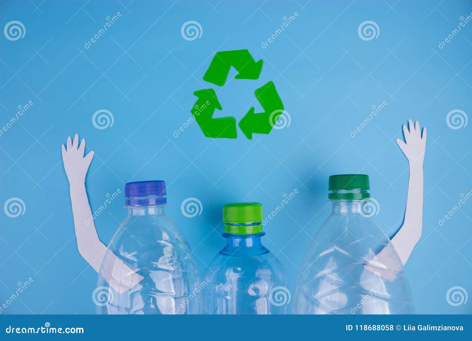 Character Plastic Bottle with Poster Stock Photo - Image of pollution ...