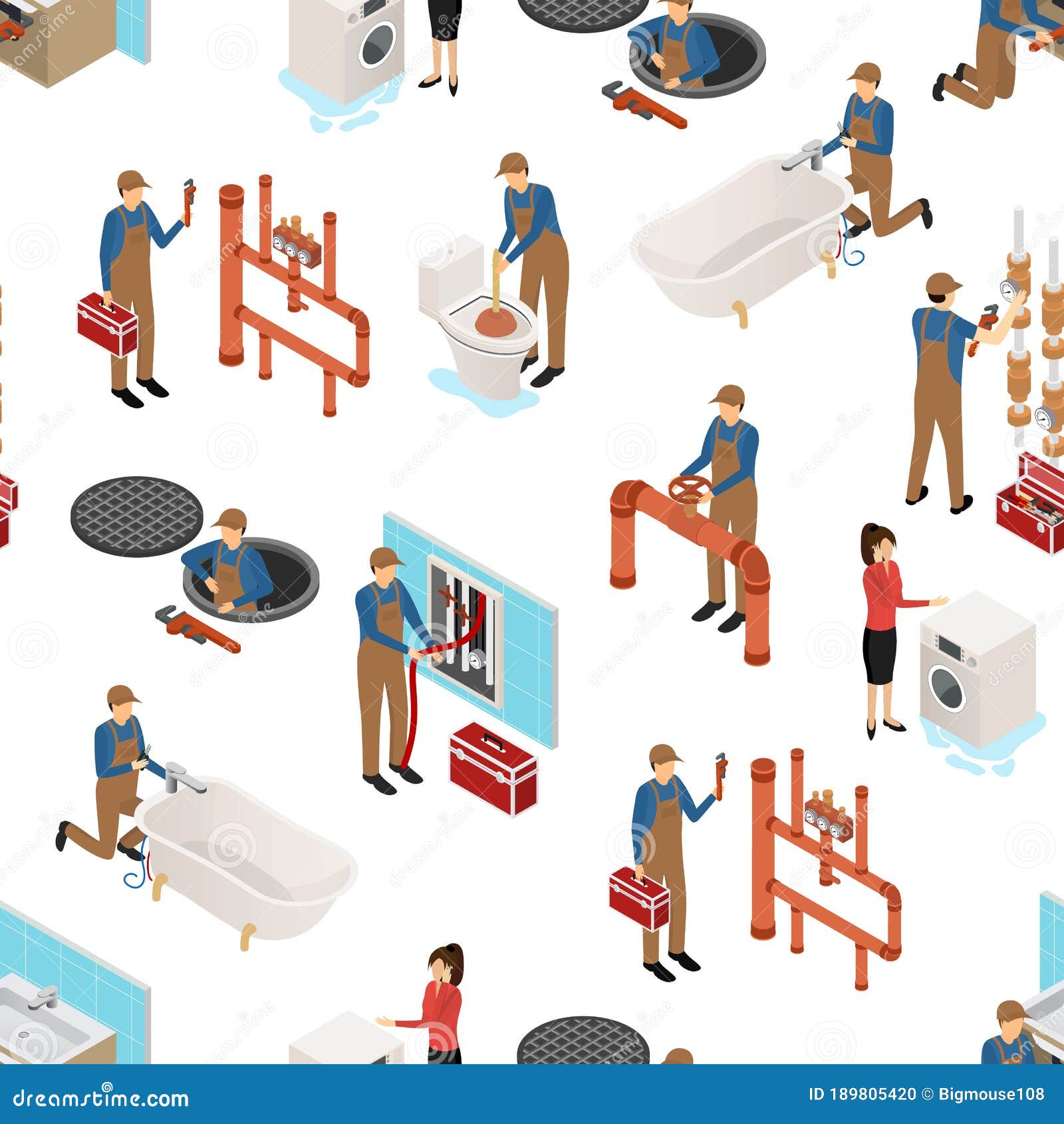 Character Plumber in Uniform Concept Seamless Pattern Background 3d ...