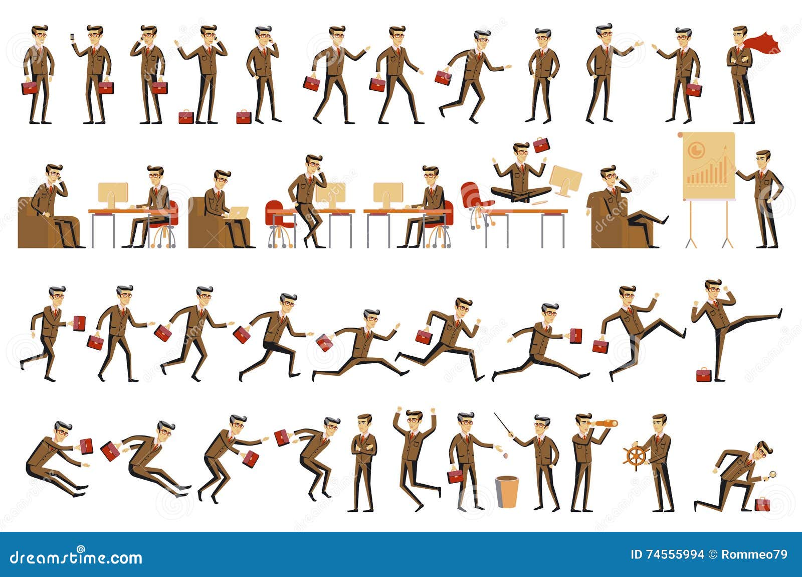 Character Positions Set Business People Vector Stock Vector ...