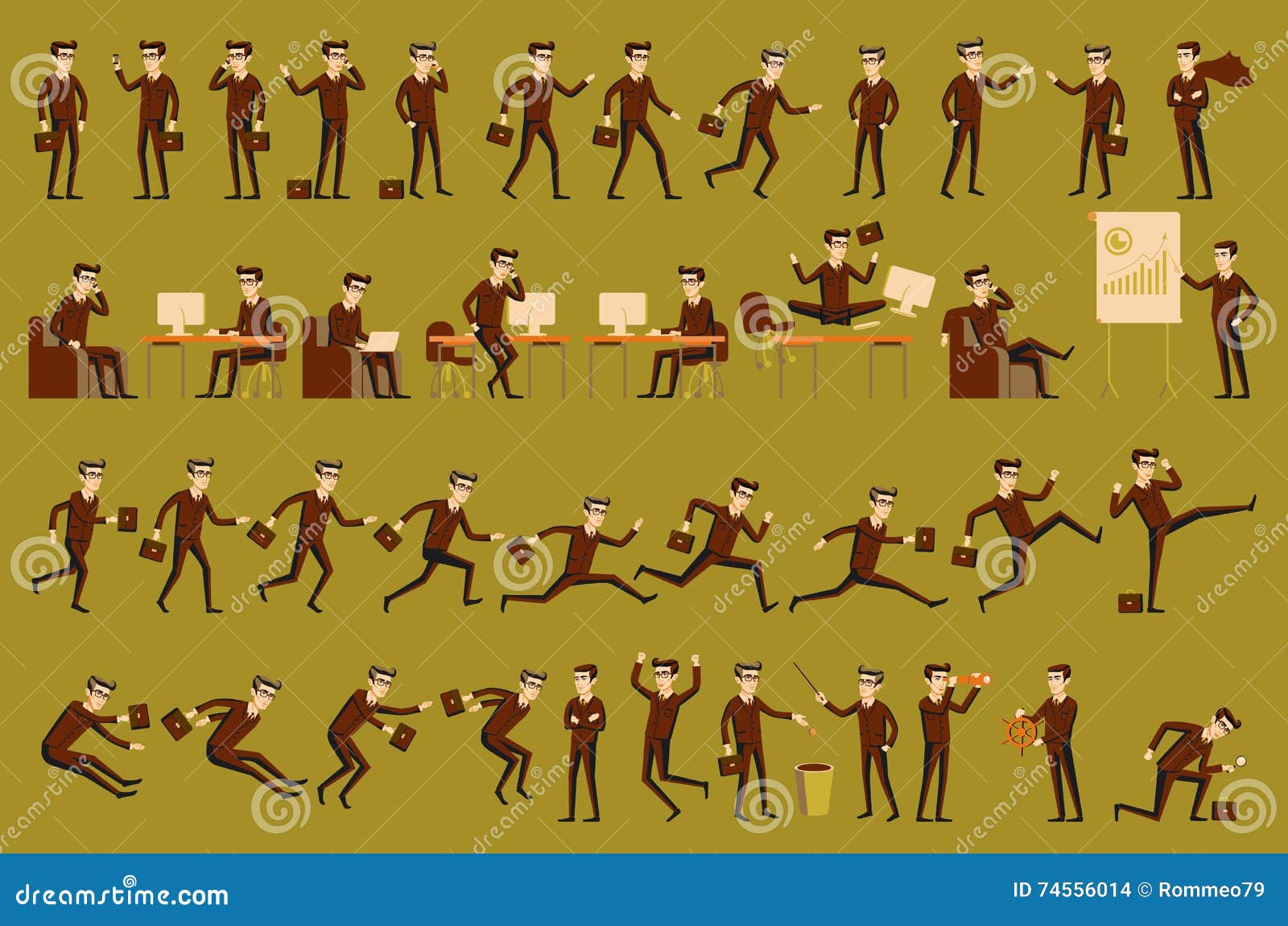 Character Positions Set Business People Vector Stock Vector ...