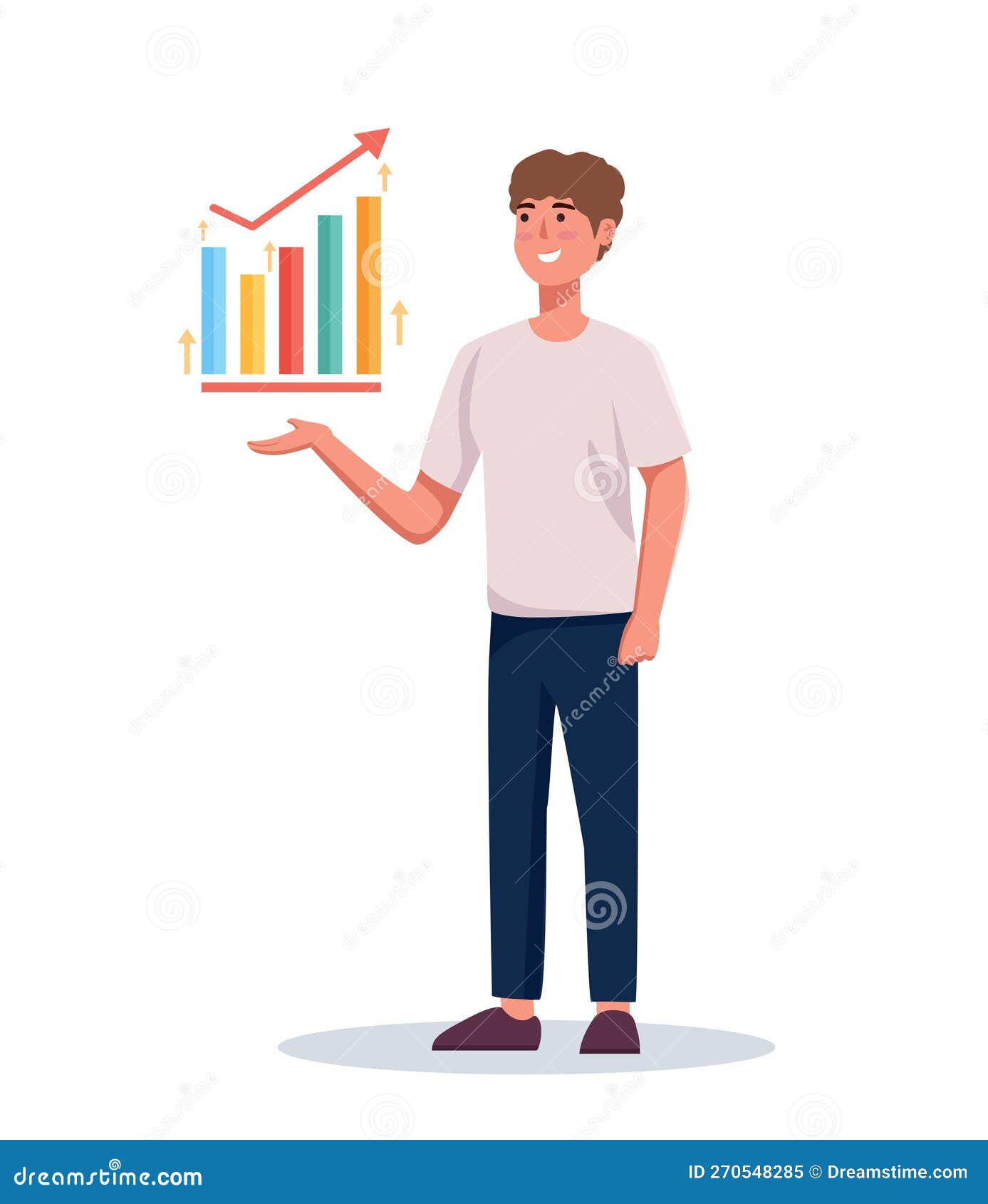 Character Presentation Graph Chart Business Concept Vector Illustration ...