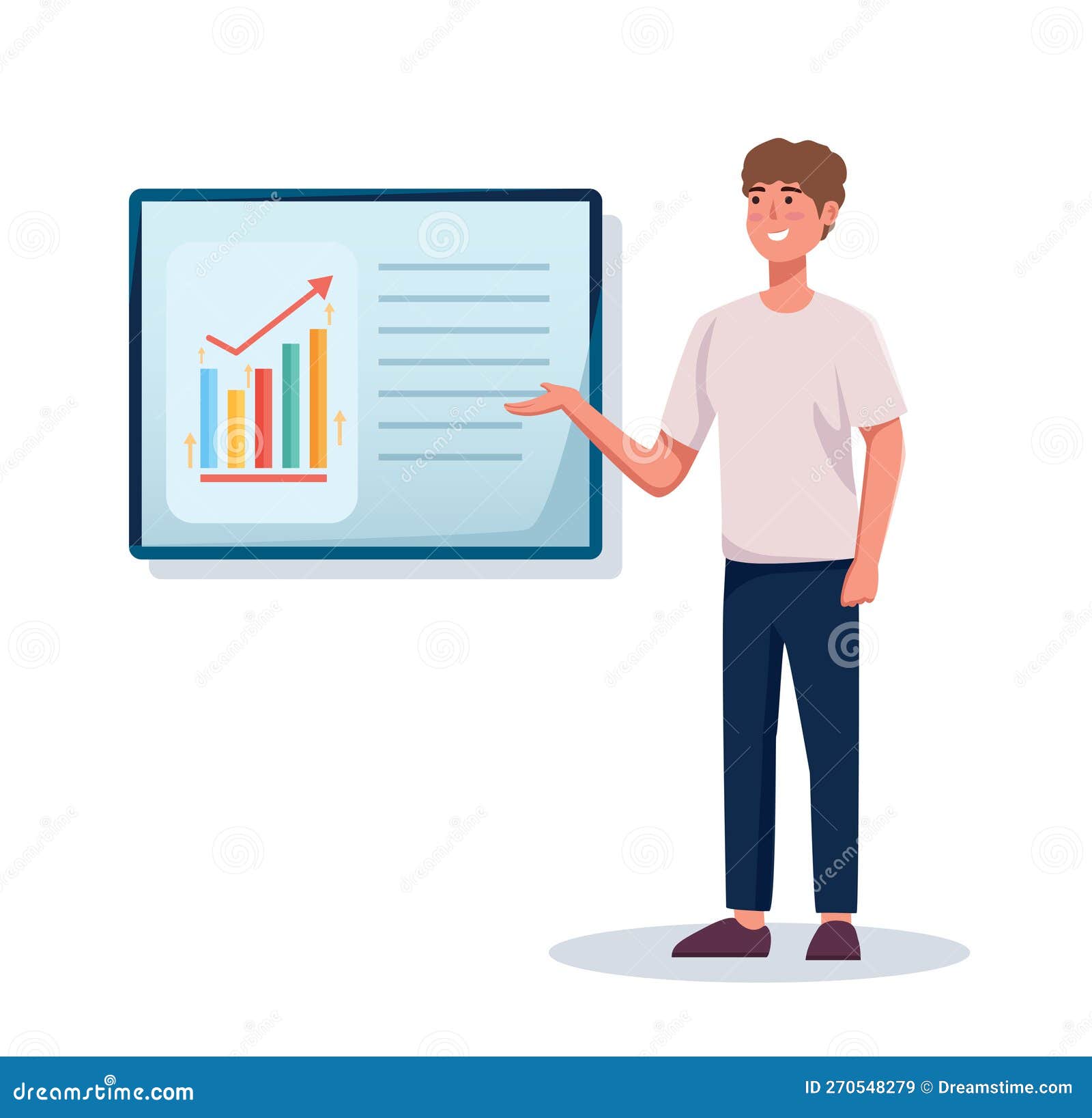 Character Presentation Graph Chart Business Concept Vector Illustration ...