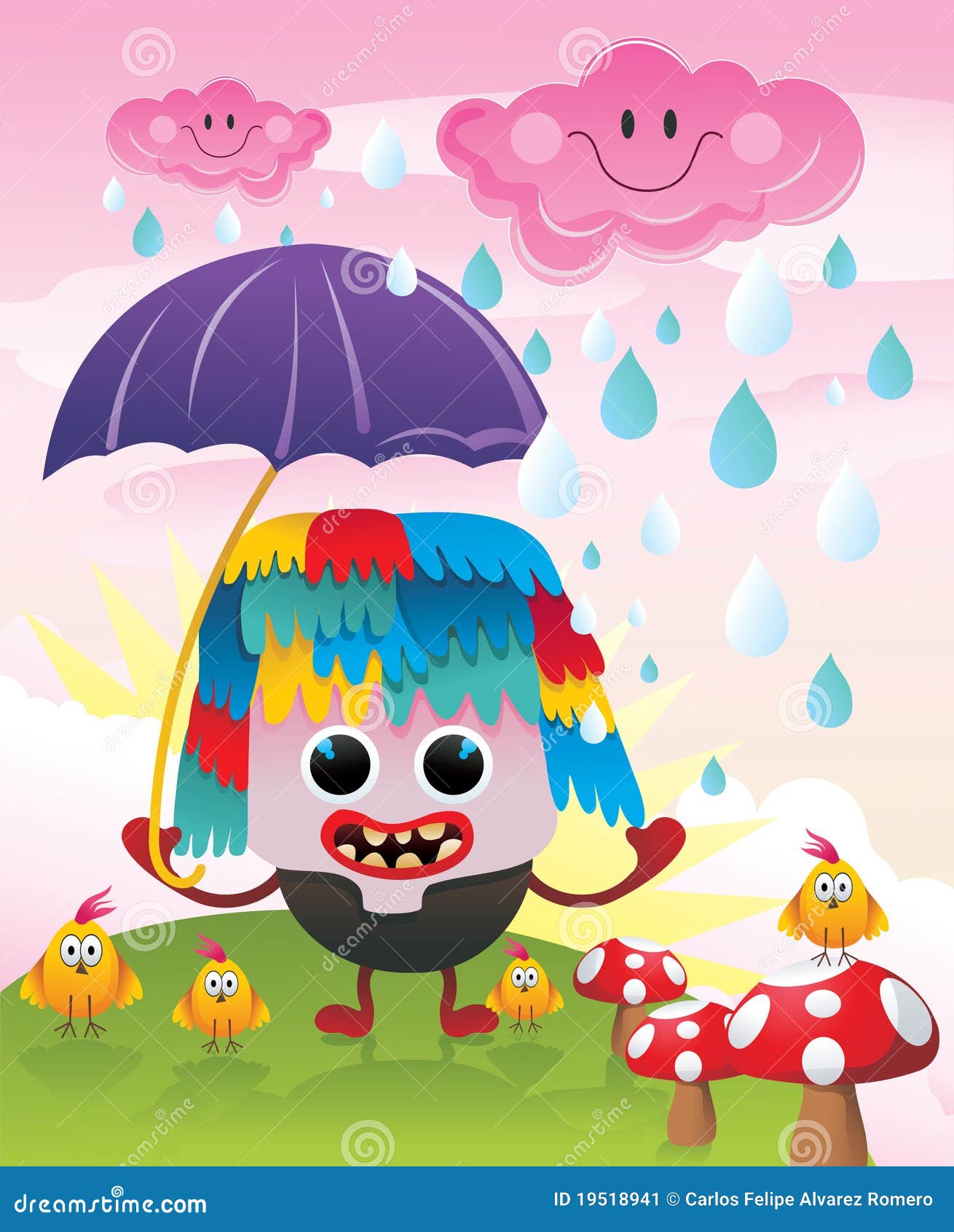 Character in the Rain Vector Stock Vector - Illustration of umbrella ...