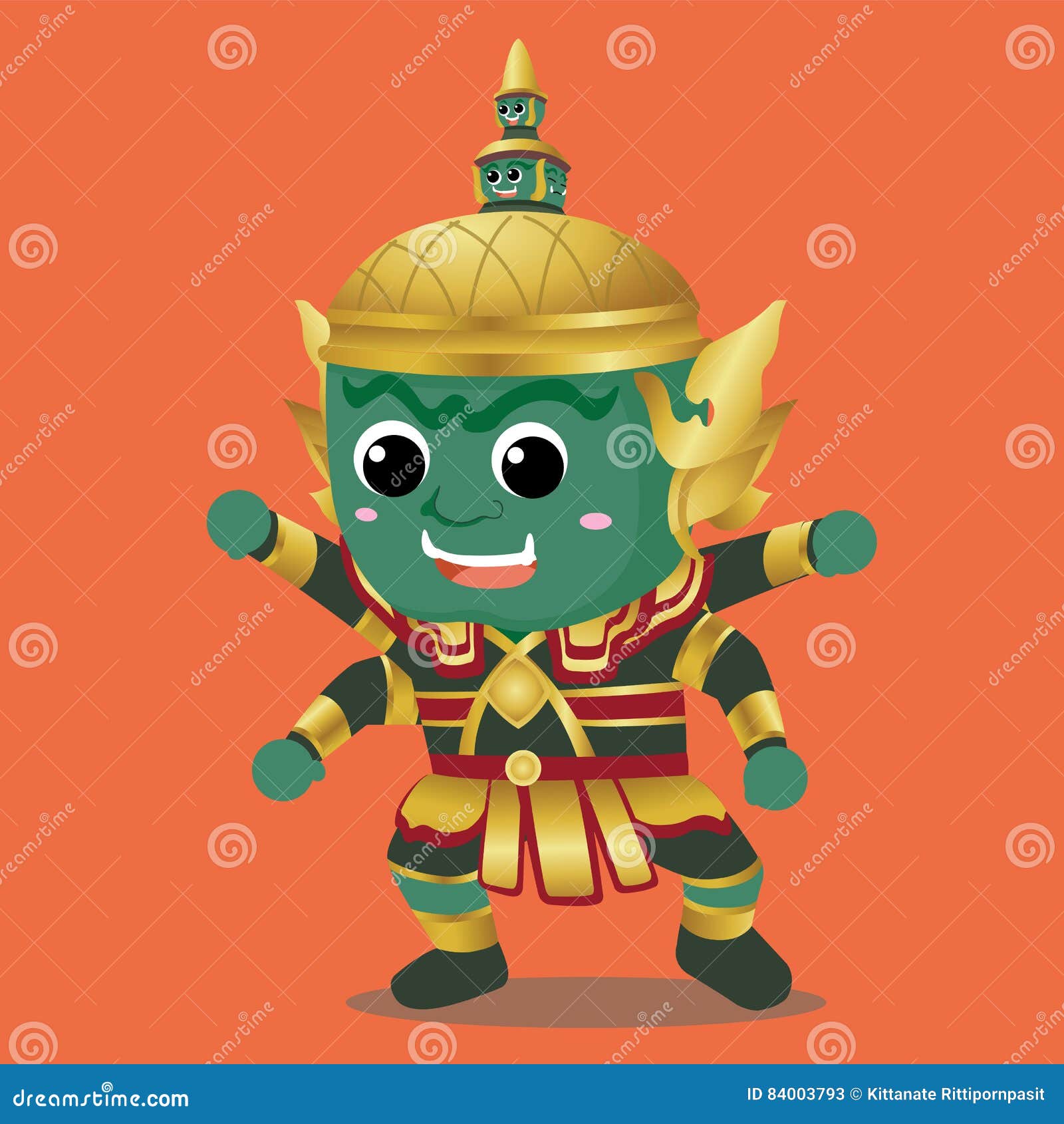 Character Ravana stock vector. Illustration of gold, cute - 84003793