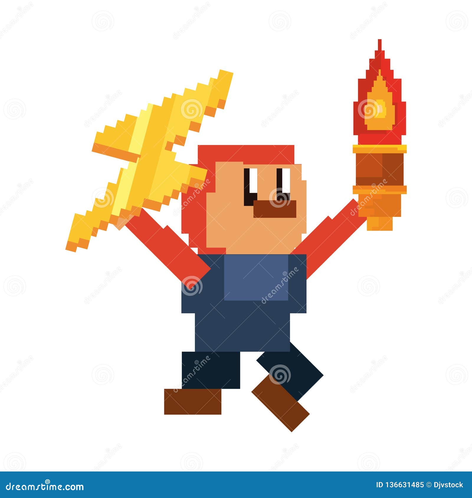 Torch Pixel Art Cartoon Vector | CartoonDealer.com #242194075