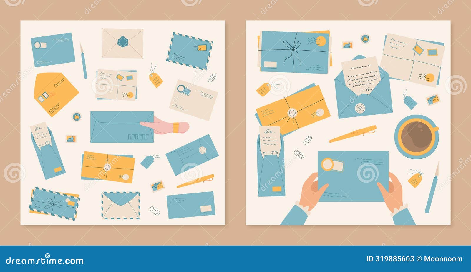 Character Read Handwritten Mail at the Table Stock Vector ...