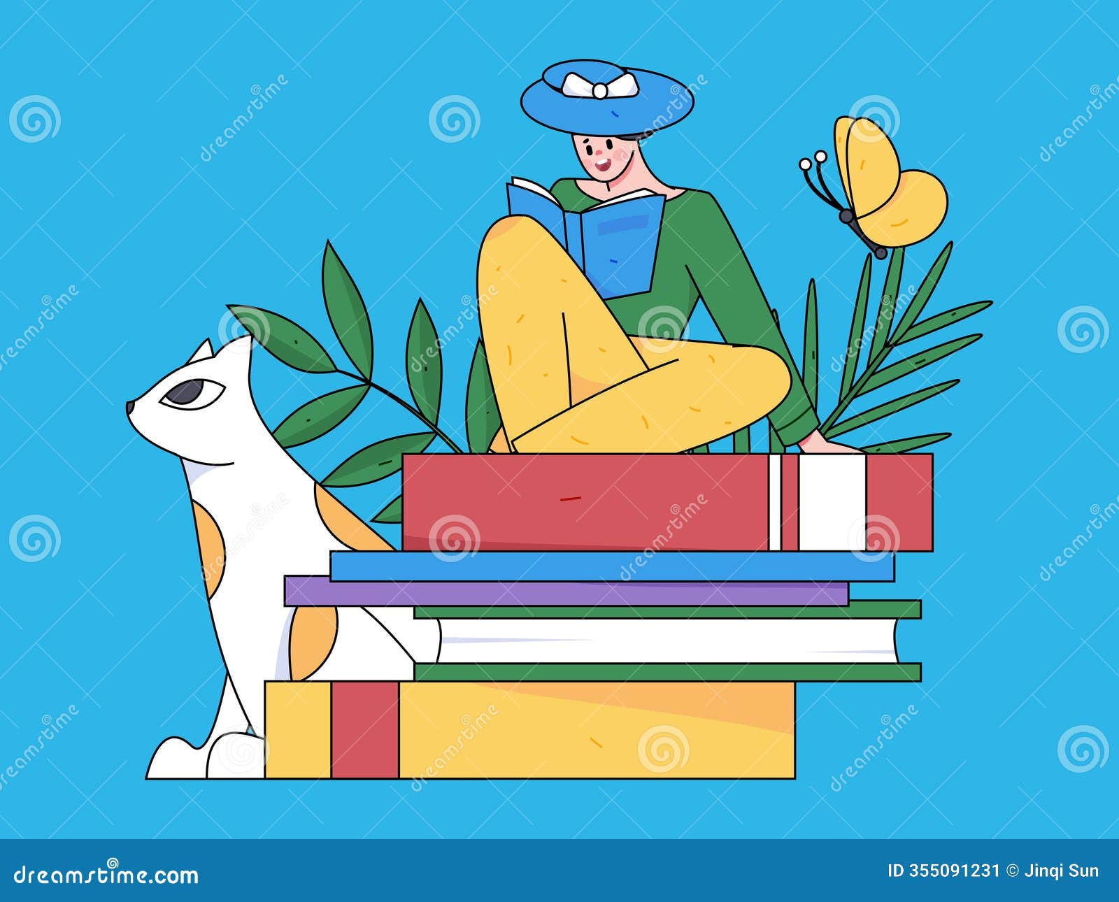 Character Reading Quietly Vector Concept Operation Hand Drawn ...