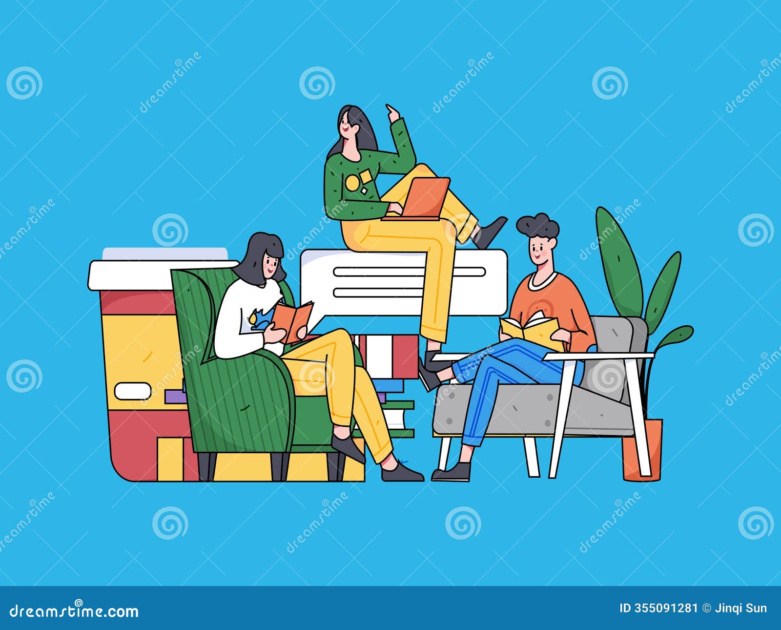 Character Reading Quietly Vector Concept Operation Hand Drawn ...