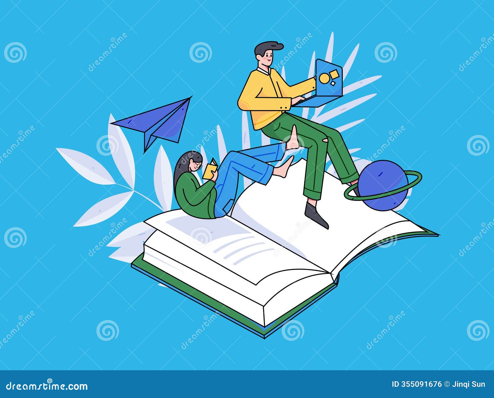 Character Reading Quietly Vector Concept Operation Hand Drawn ...