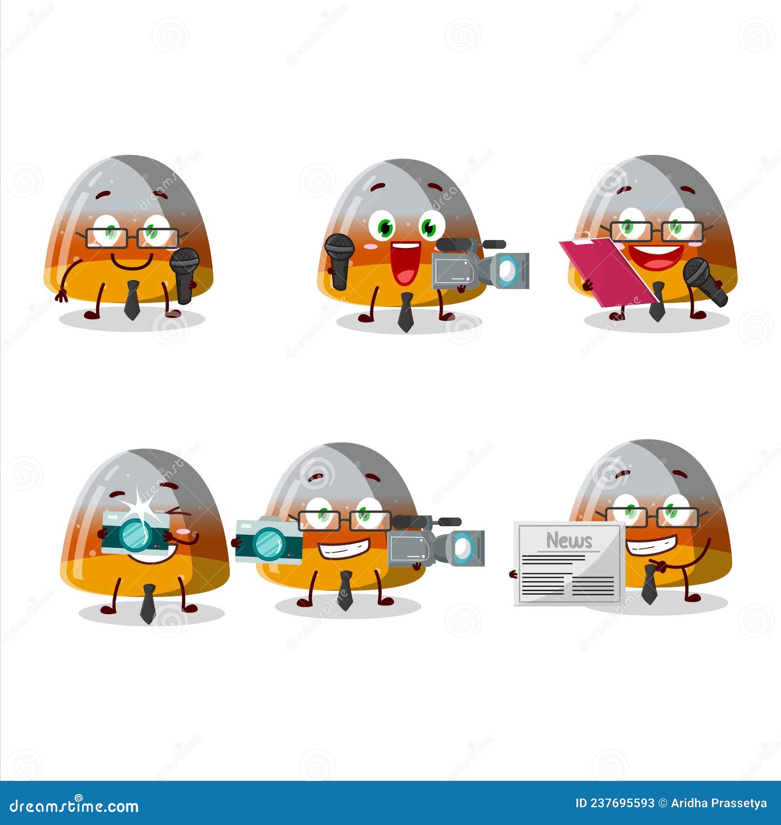 Character Reporter Yellow Packets Chinese Cute Mascot With Microphone ...
