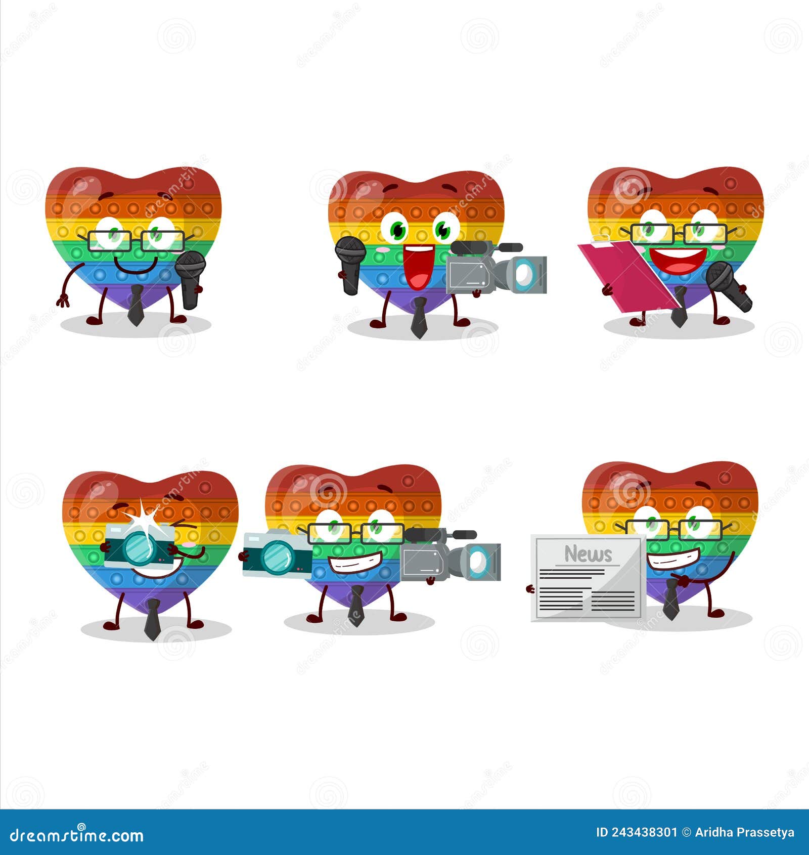 Character Reporter Pop it Love Cute Mascot with Microphone Stock Vector ...