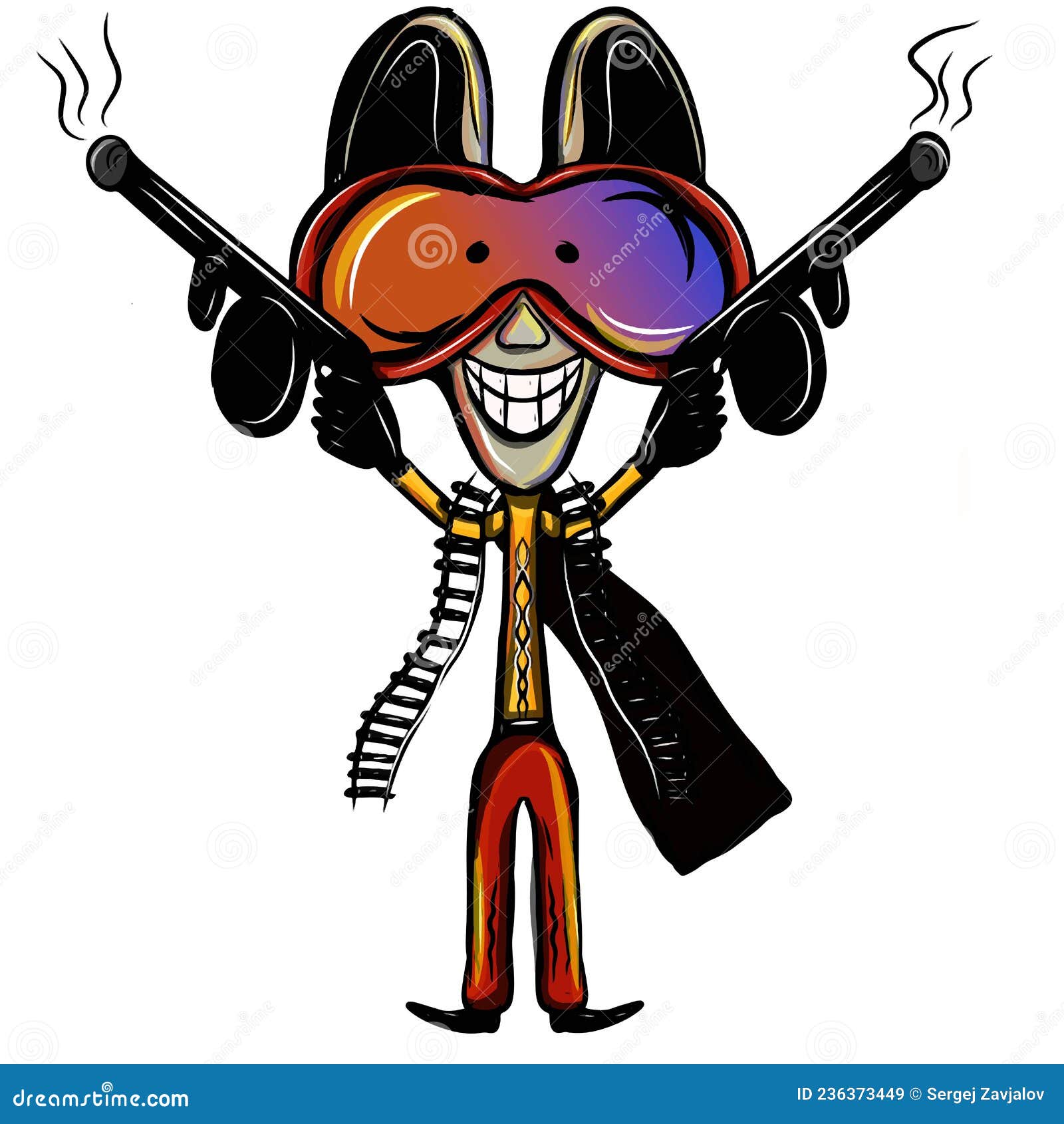 Character Robber with Bullets Weapon Drawn Robbery Stock Vector ...