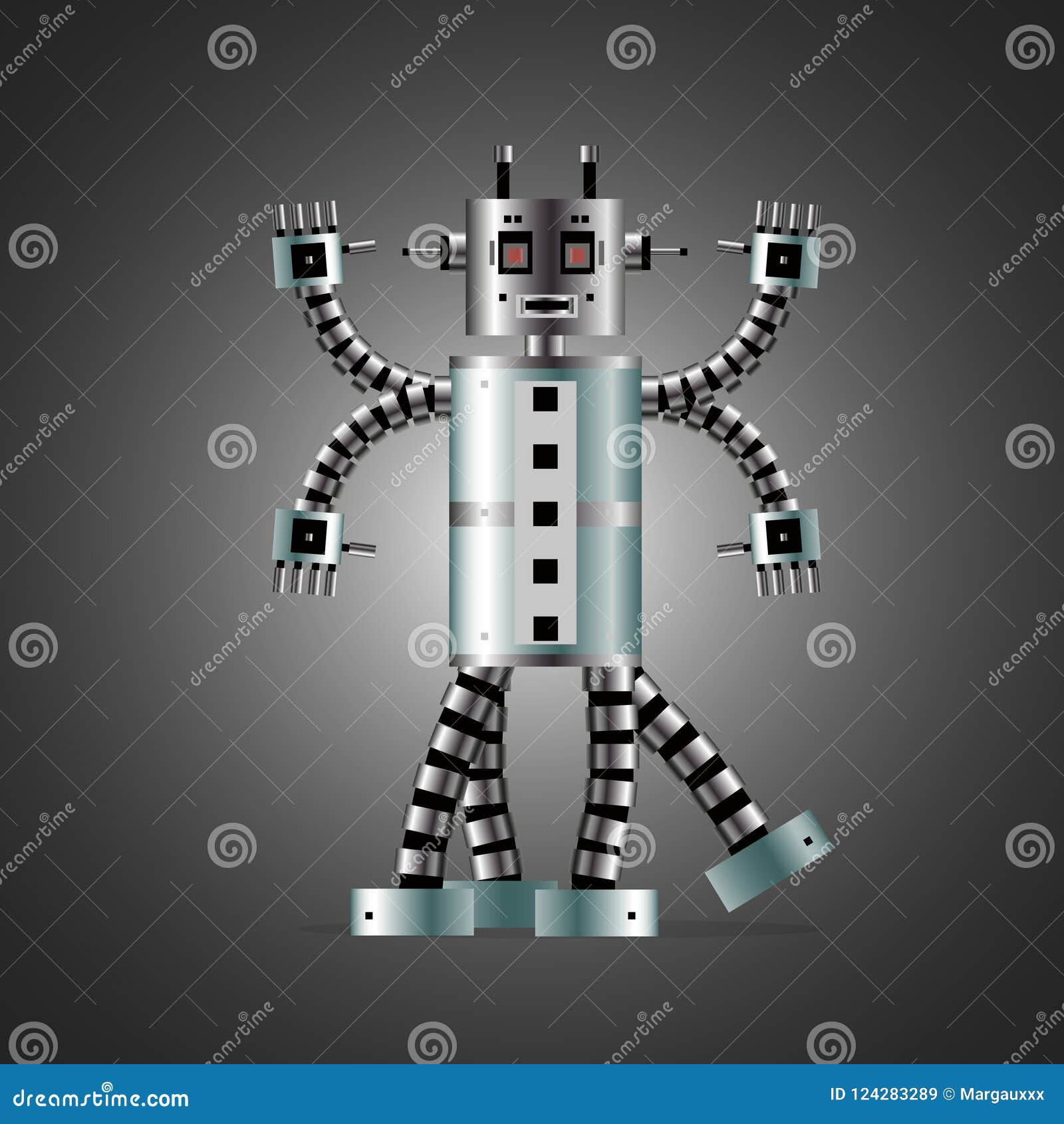 Mighty robot. stock illustration. Illustration of smiling - 124283289