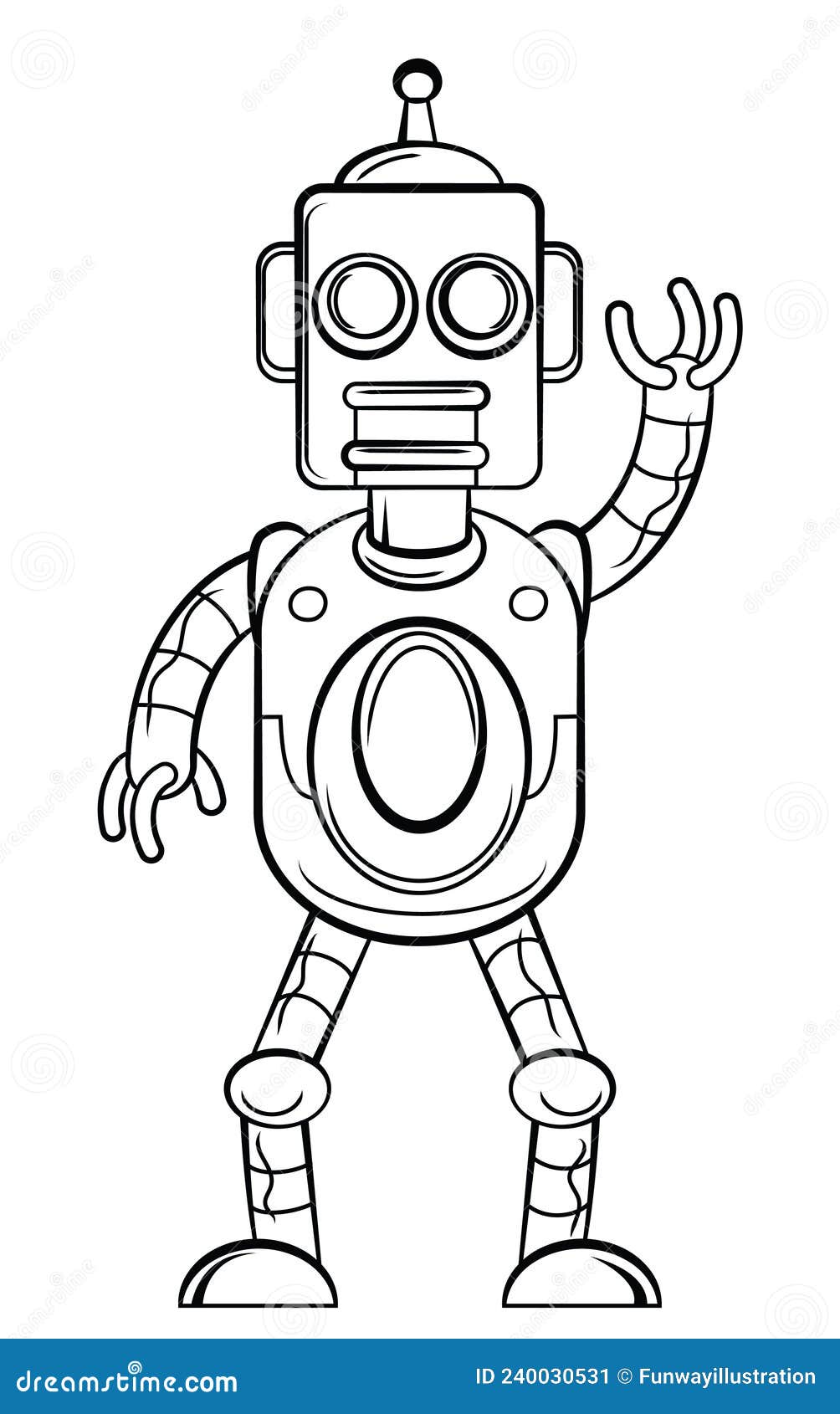 Character Robot Art Line White and Black Stock Vector - Illustration of ...
