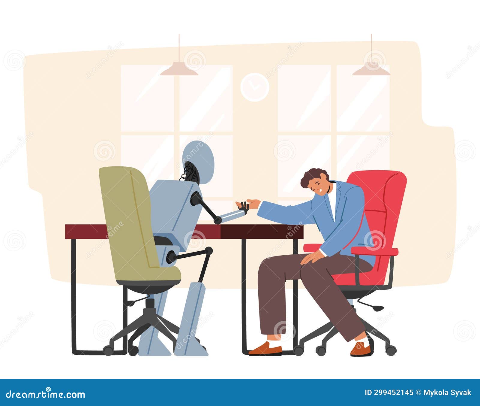 Human Fights Robot With Digital Computer Data Code On Blue Background ... Human Fights Robot With Digital Computer Data Code On Blue Background ...
