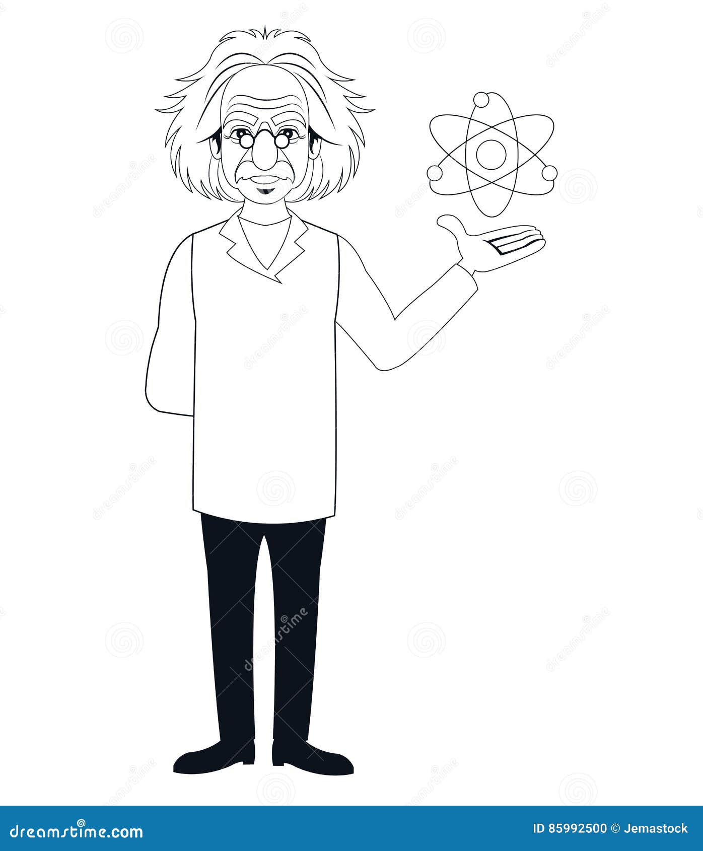 Character Scientist Physical and Atom Outline Stock Vector ...