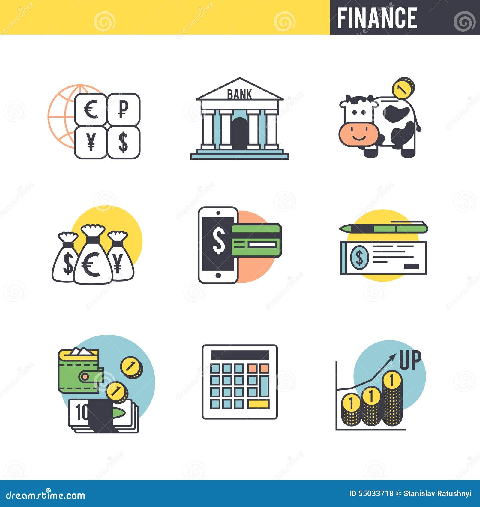 The Character Set Associated with the Finance Stock Vector ...