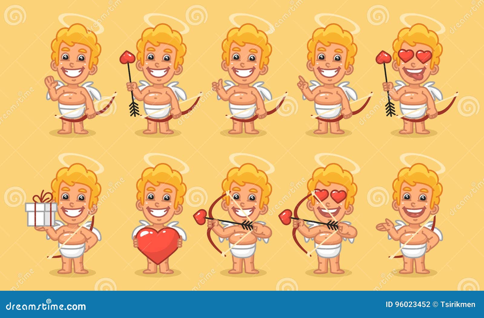 Character Set Cupid in Various Versions Part 1 Stock Vector ...