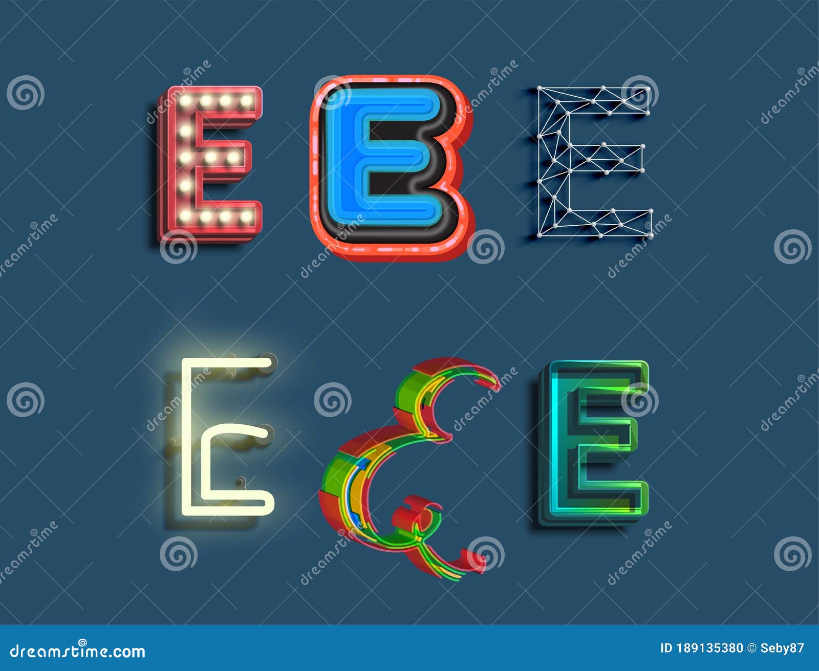 A Character Set of 6 Different Styled Font, Vector Stock Vector ...