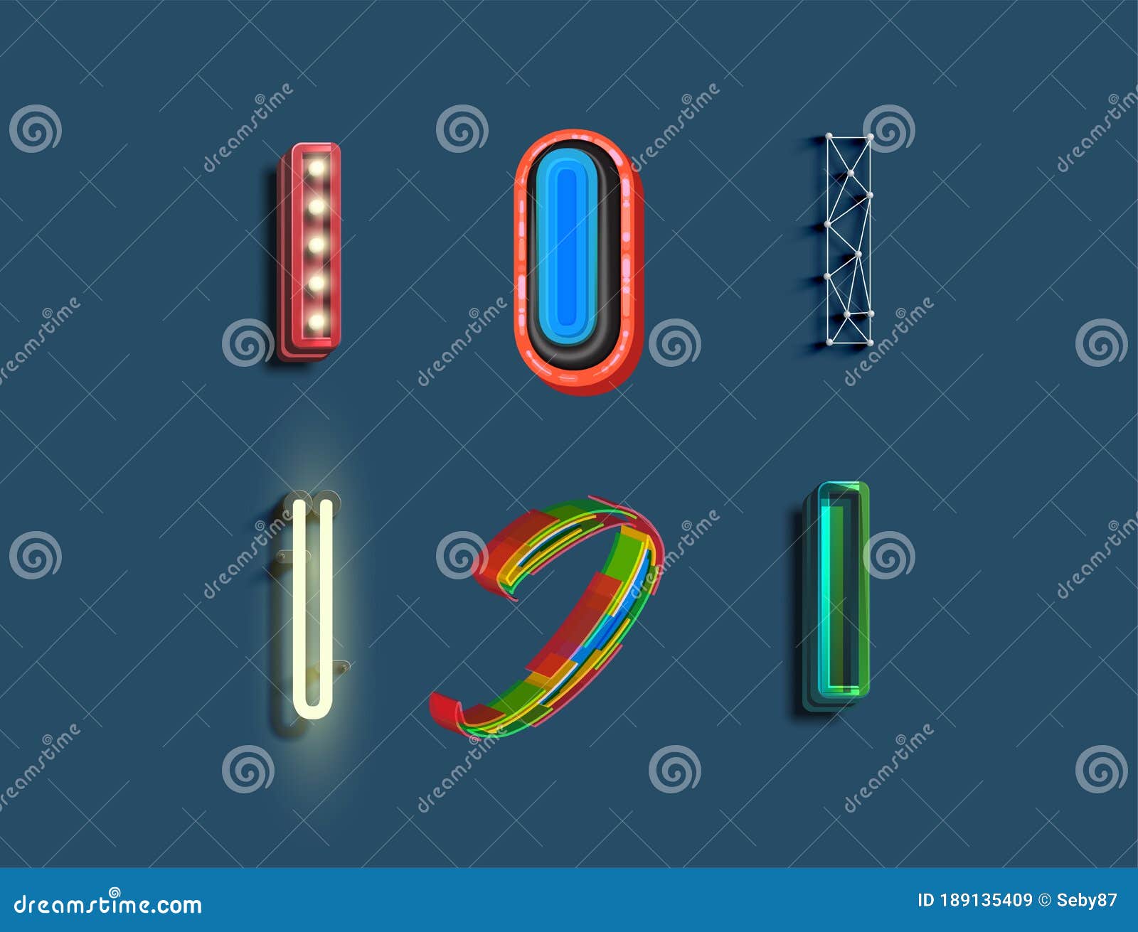 A Character Set of 6 Different Styled Font, Vector Stock Vector ...