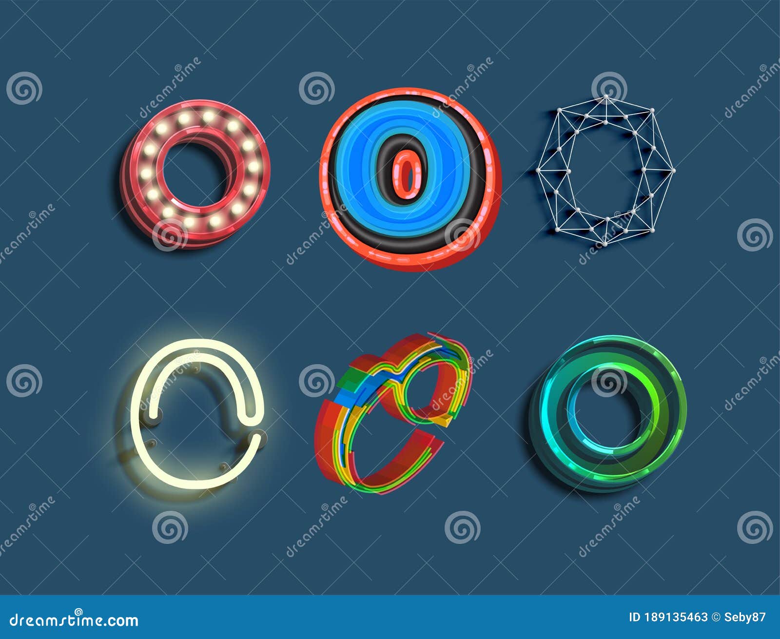 A Character Set of 6 Different Styled Font, Vector Stock Vector ...