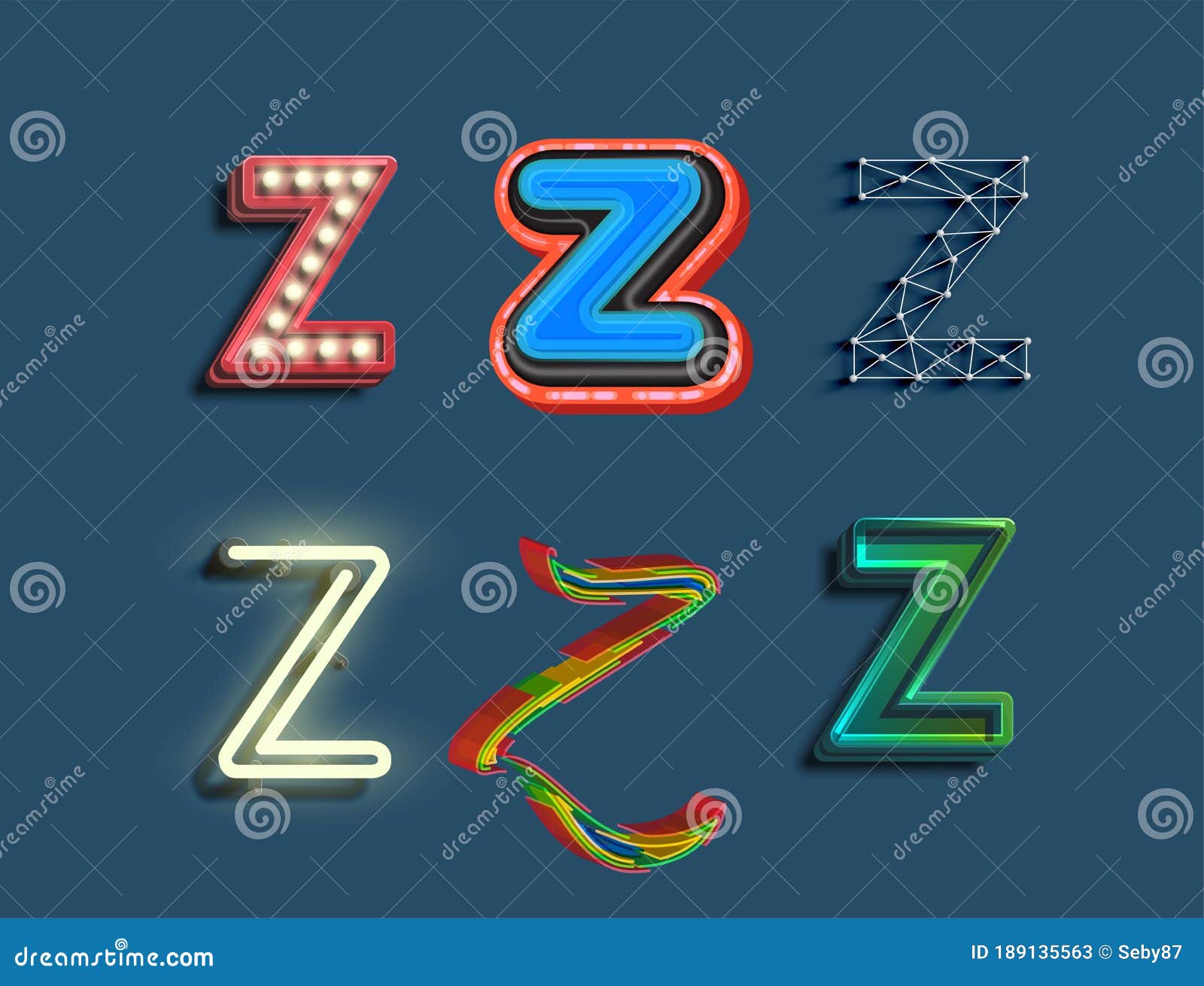 A Character Set of 6 Different Styled Font, Vector Stock Vector ...