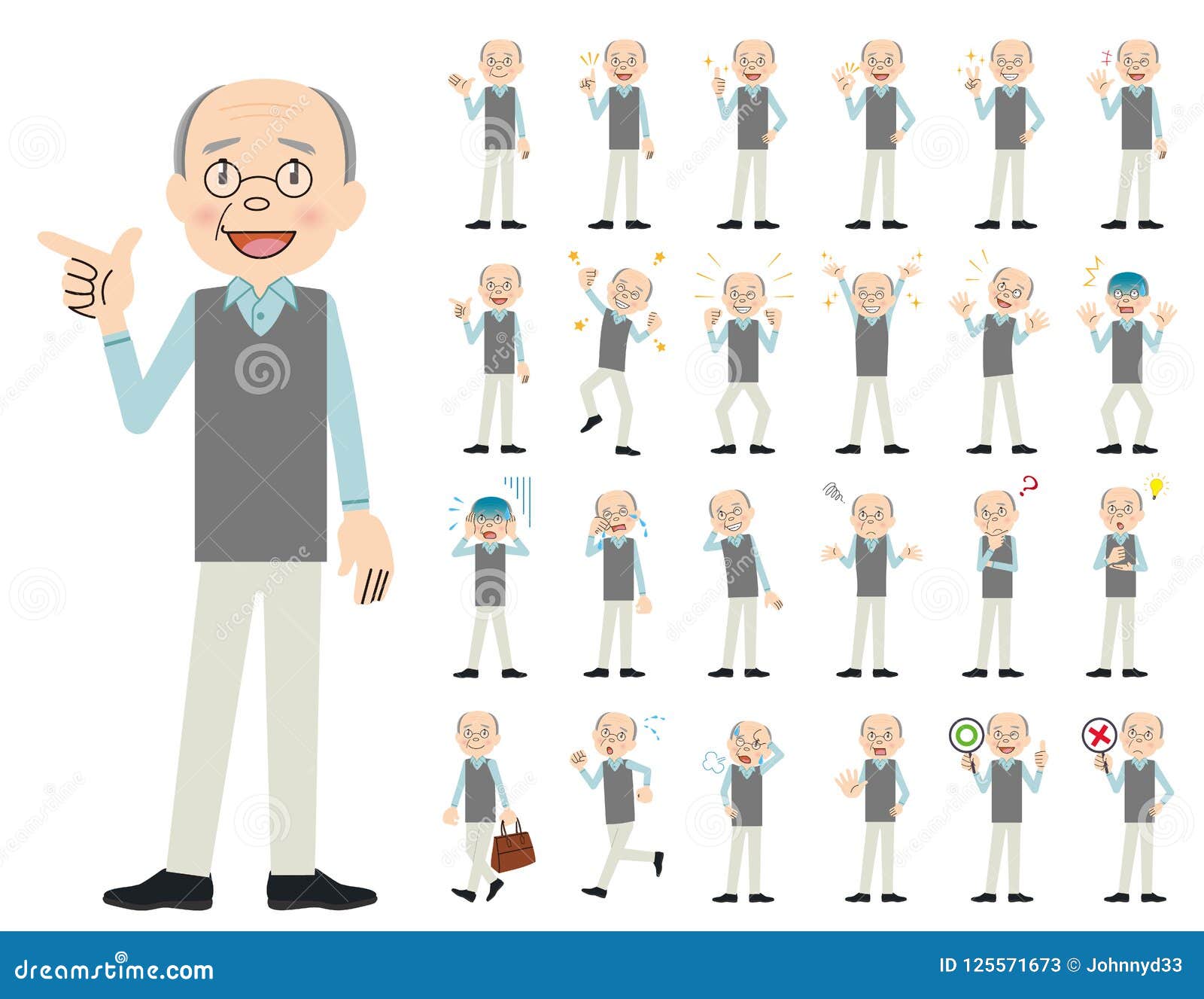 Male Charactor Set. Various Poses and Emotions. Stock Vector ...