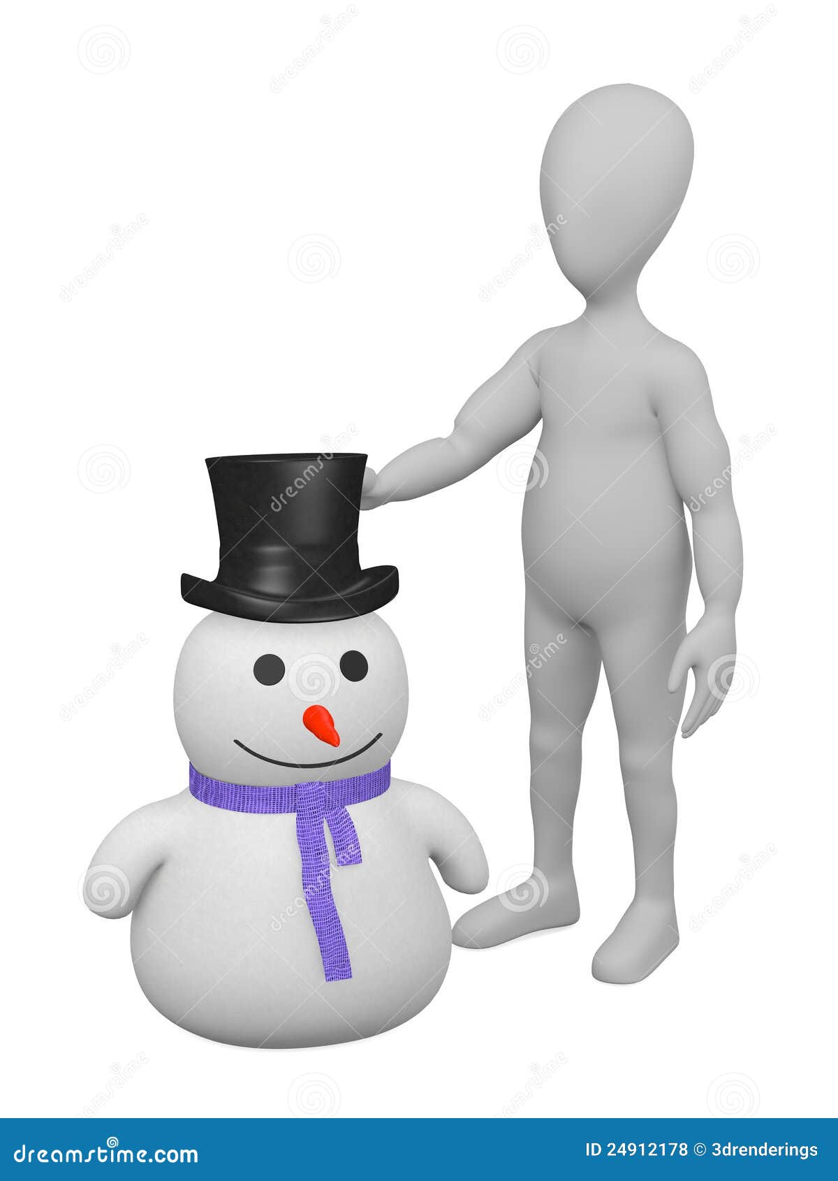 Character with Snowman (friends) Stock Illustration - Illustration of ...