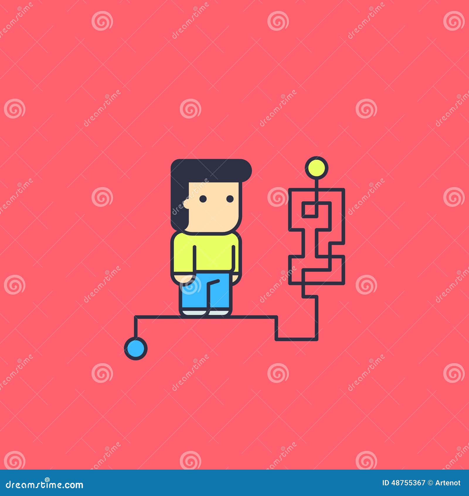 3d Man Solves The Difficult Problem Of Choice On Different Arrows Stock ...