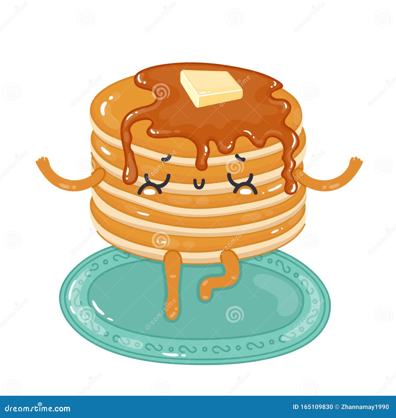 Character Stack of Pancakes with Maple Syrup and Butter Stock Vector ... Character Stack of Pancakes with Maple Syrup and Butter Stock Vector ...